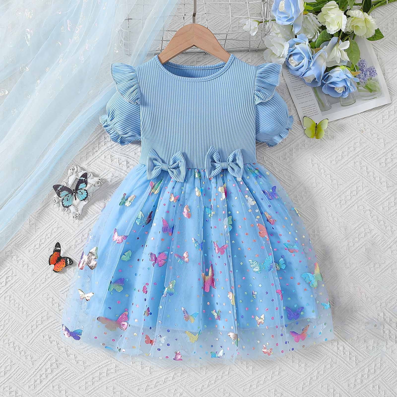 ATOGUTA 1-8 Years Tea Party Dresses for Girls Summer Dresses Cute Party ...