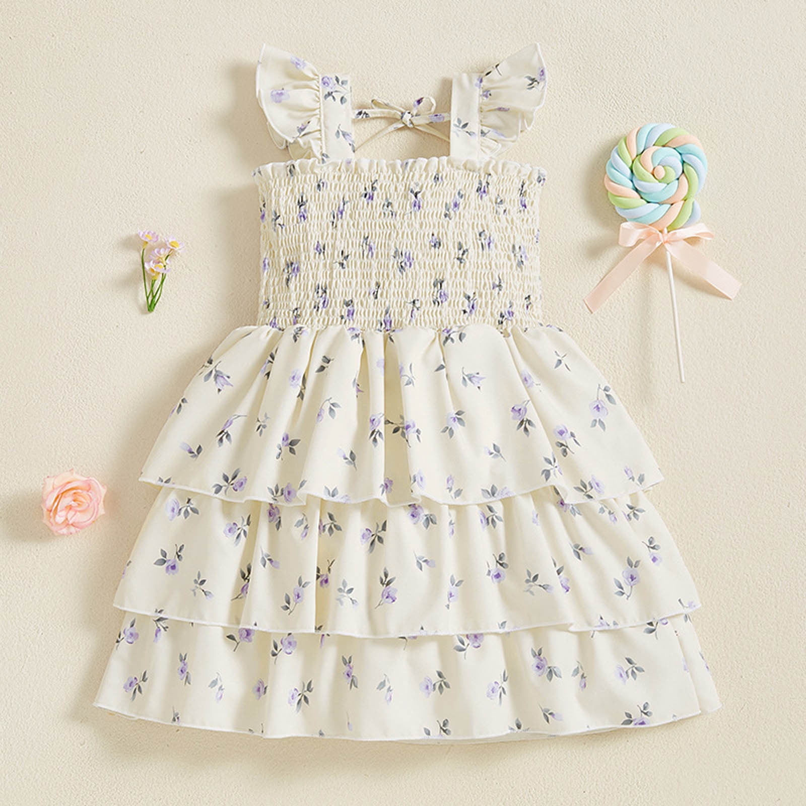 ATOGUTA 2-8 Years Girls Beach Dress Floral Dress Summer Boho Sleeveless ...