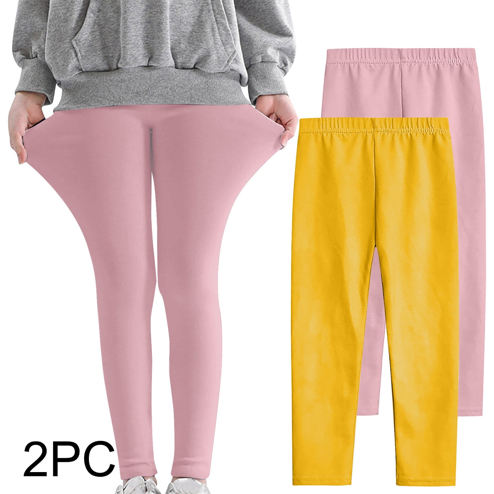 ATOGUTA 2-Pack Girls Leggings Comfortable Stretchy Footless Girls Pants ...