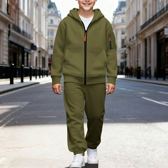 ATOGUTA 2 Piece Sets Hoodie for Kids Boys Zip Up Hoodie Sweatshirt and ...