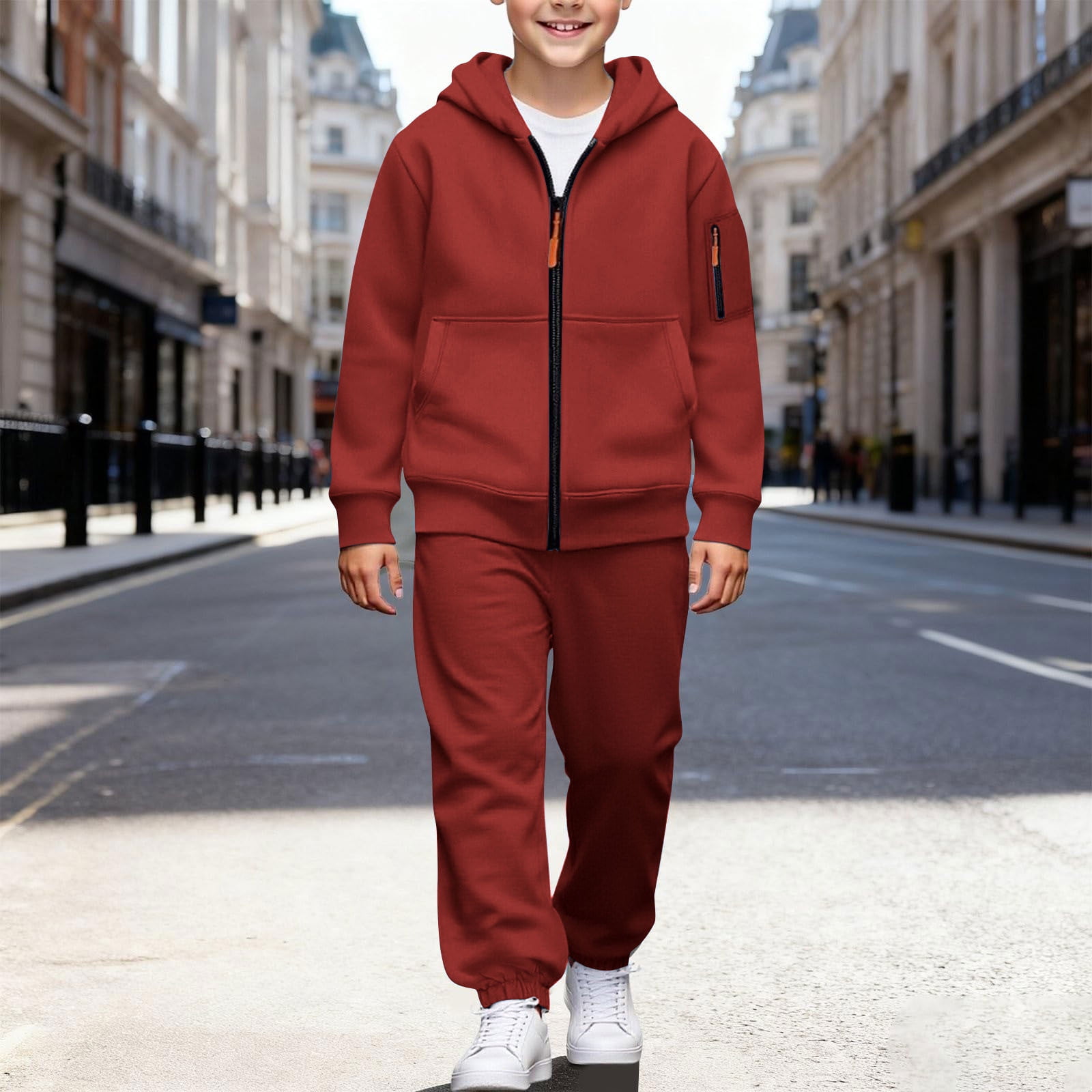 ATOGUTA 2 Piece Sets Hoodie for Kids Boys Zip Up Hoodie Sweatshirt and ...