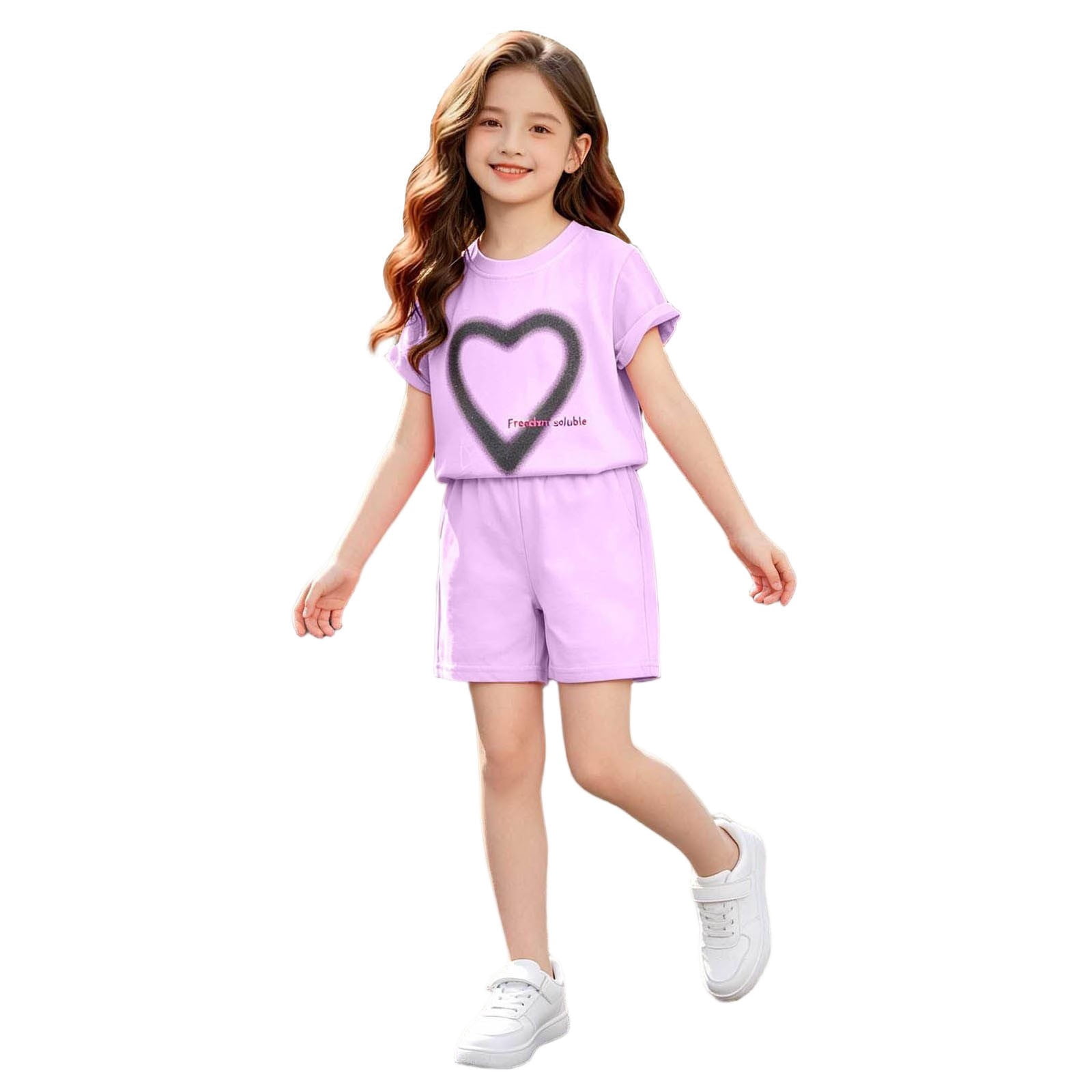 ATOGUTA 2Pc Sets for Girls Outfit Ruffle Short Sleeves Crewneck Tops ...