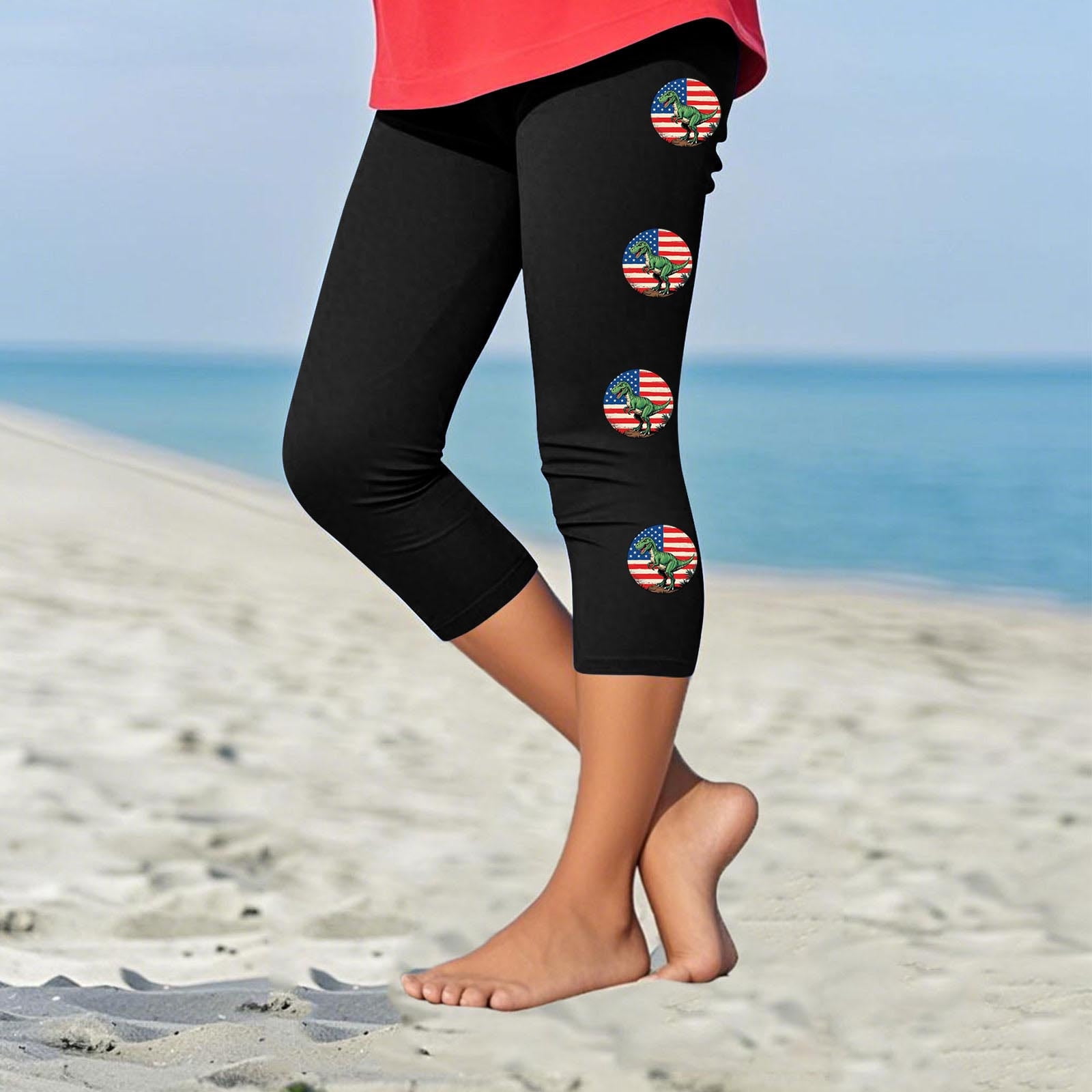 ATOGUTA 2T-13 Girls Vacation Capri Pants High Elastic Waist 4th of July ...