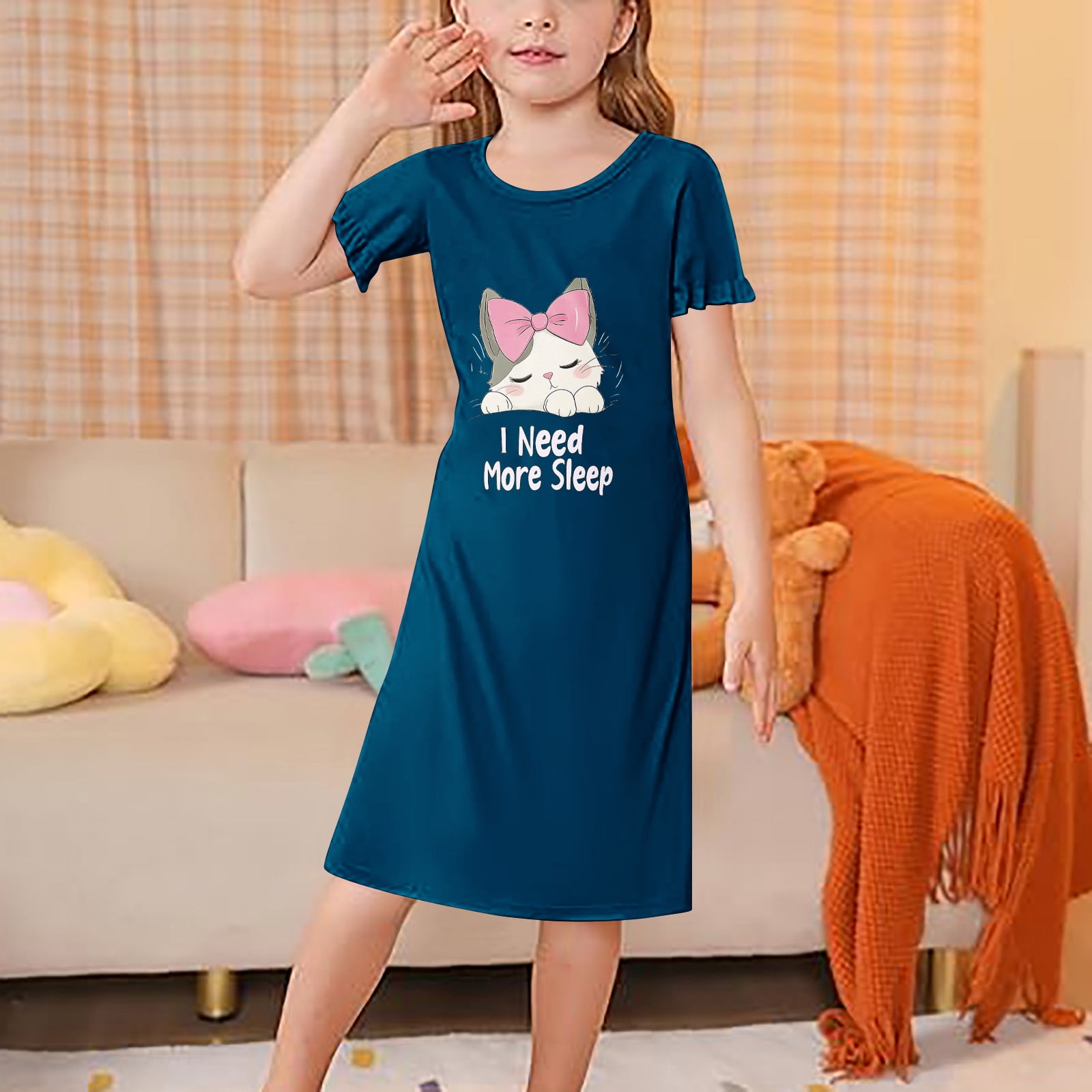 ATOGUTA 3-12 Years Big Girls Night Dresses Princess Nightgown Clothes ...