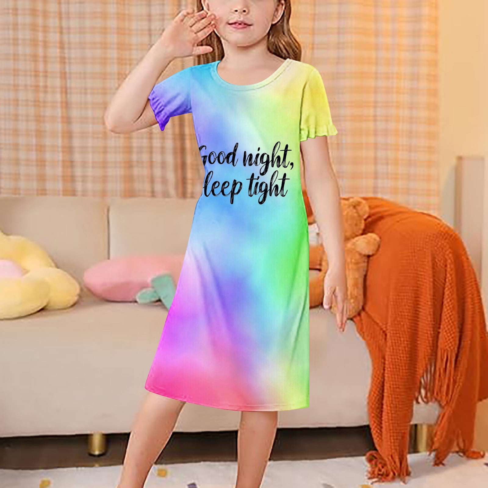 ATOGUTA 3-12 Years Big Girls Night Dresses Soft Nightgown Night Dress ...
