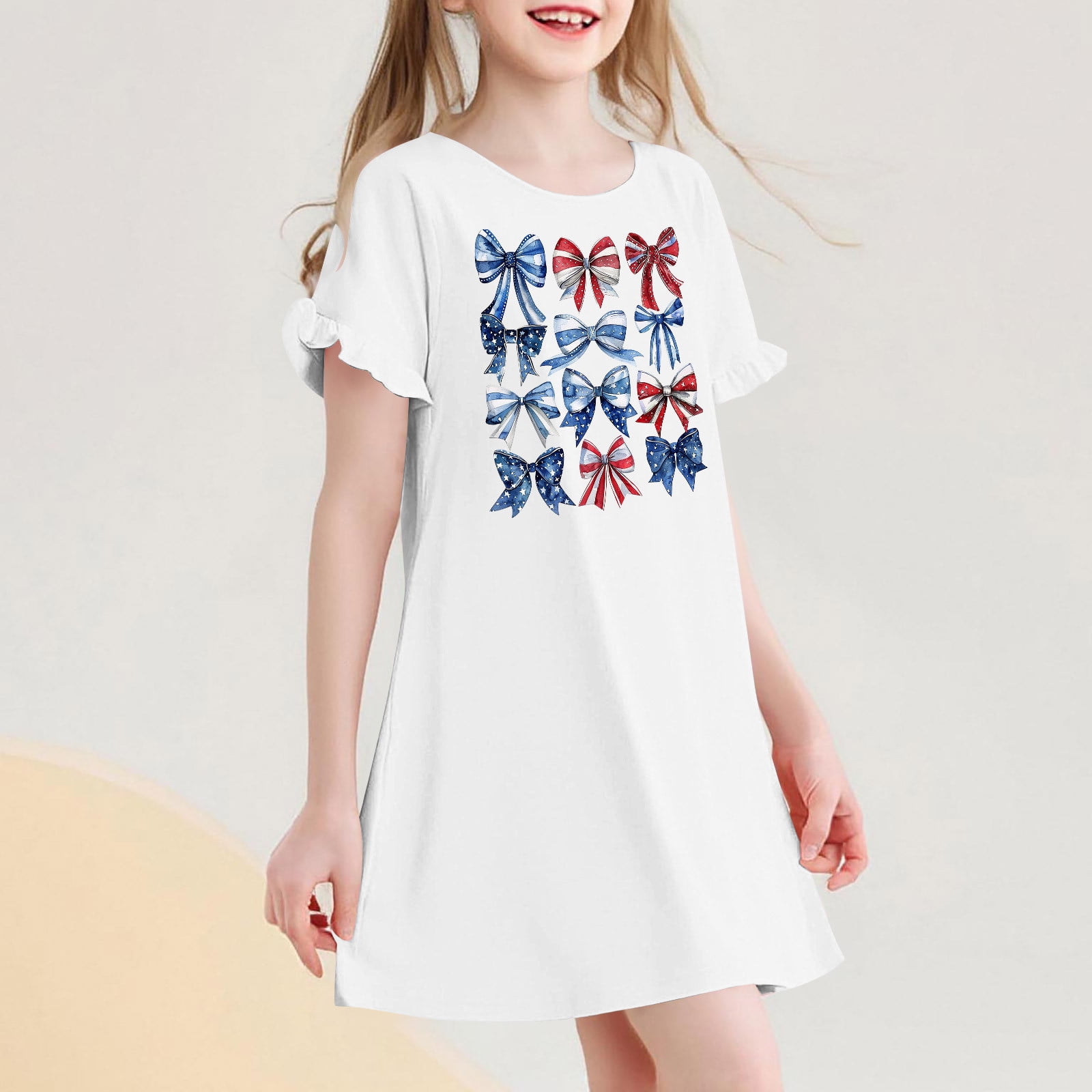 ATOGUTA 3-12 Years Girls Night Dresses Short Sleeve Pajamas Dress Cute ...