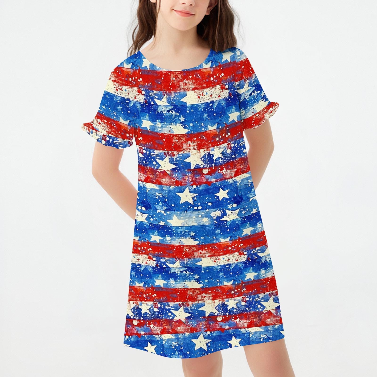 ATOGUTA 3-12 Years Girls Night Dresses Short Sleeves Princess Nightgown ...