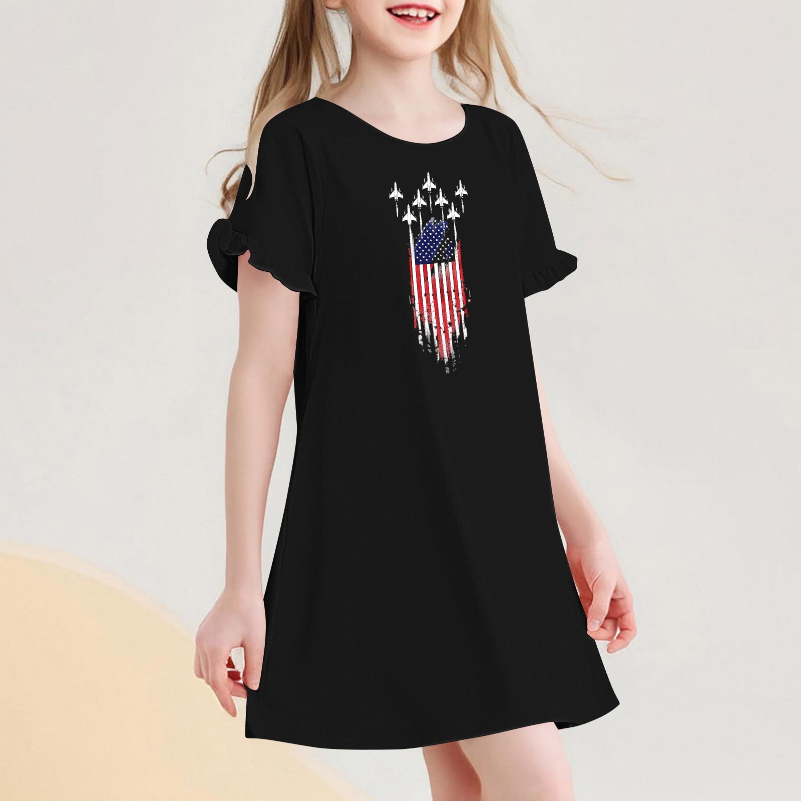 ATOGUTA 3-12 Years Girls Night Dresses for Summer Short Sleeve Sleep ...