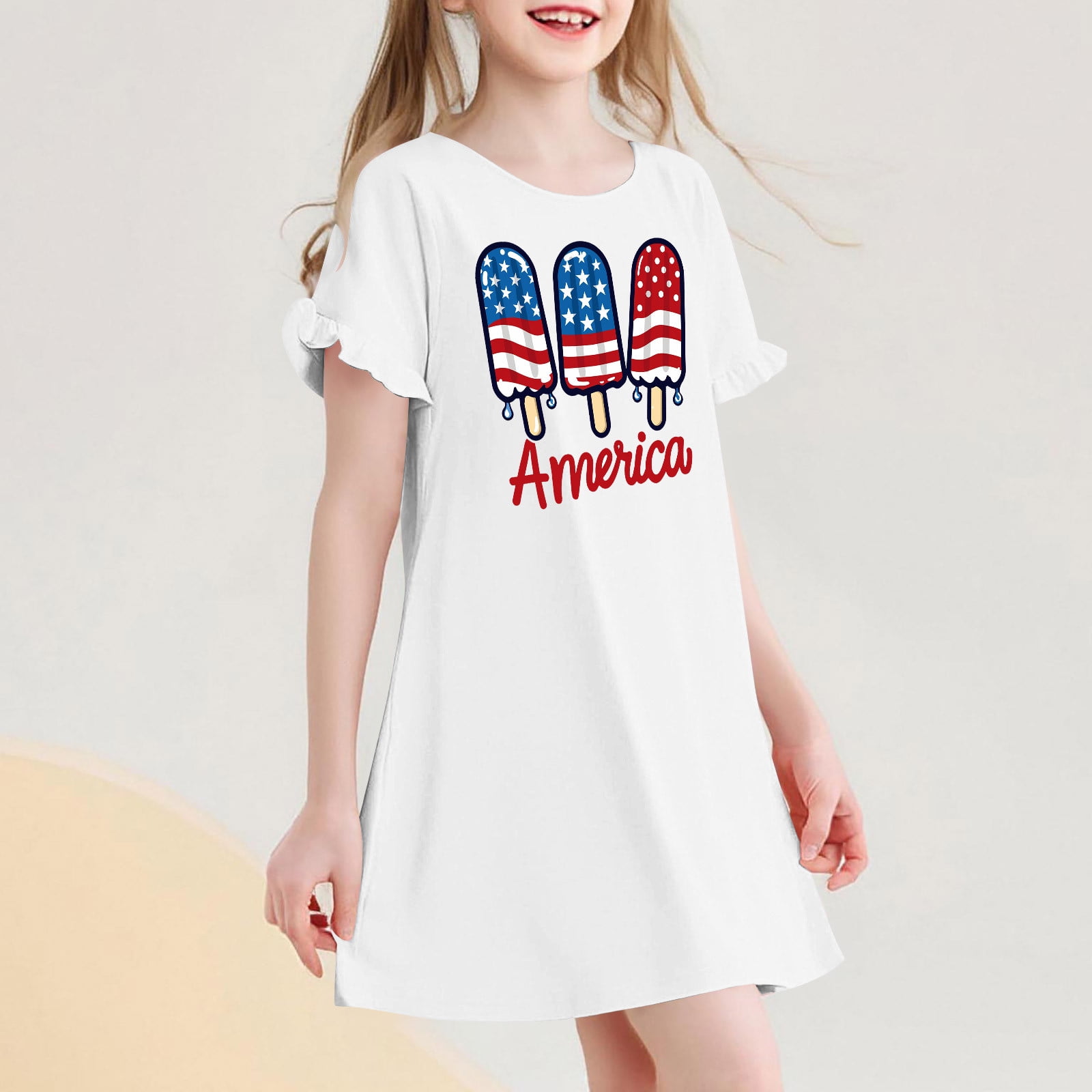 ATOGUTA 3-12 Years Girls Nightgowns Kids Short Sleeve Nightshirt ...
