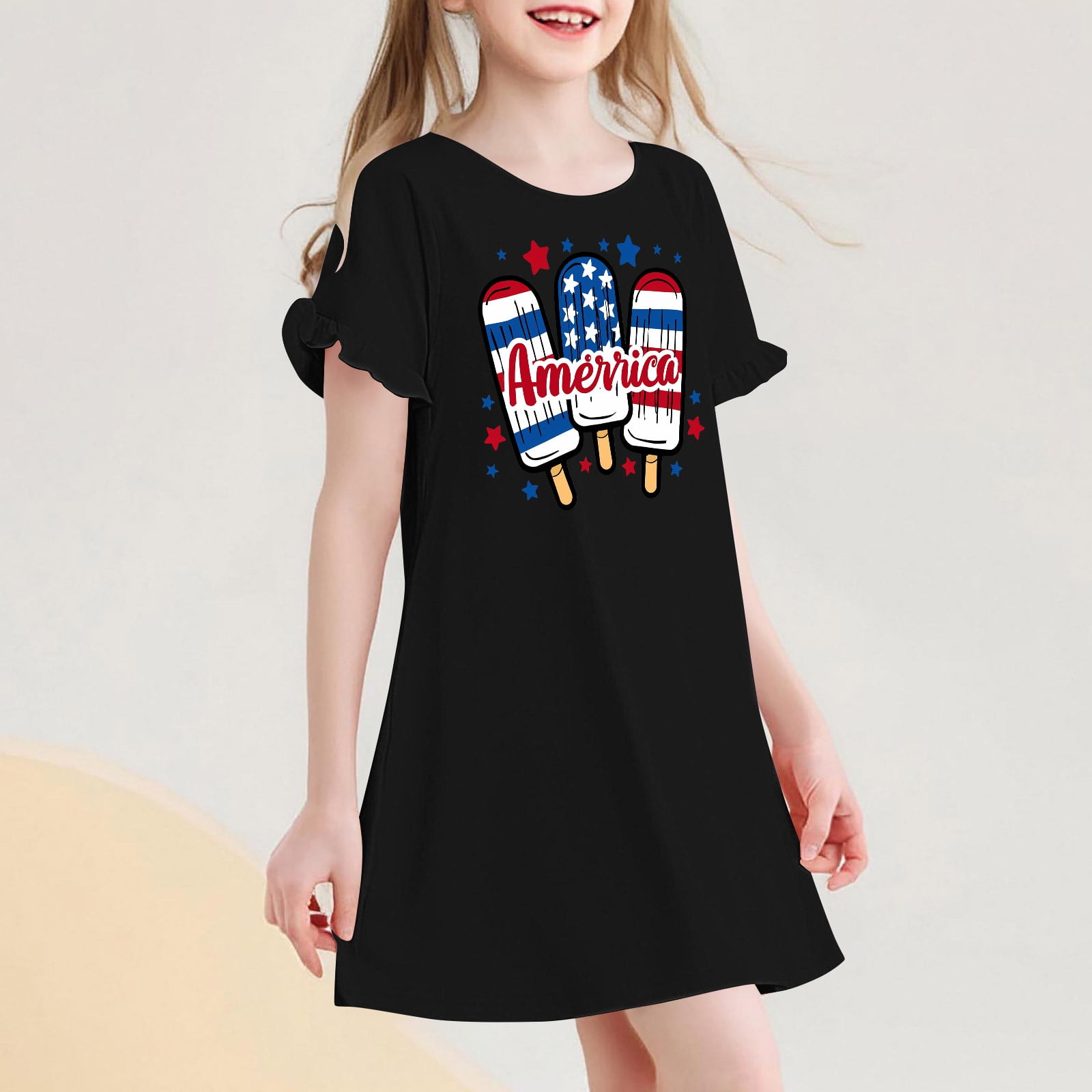 ATOGUTA 3-12 Years Girls Sleepover Pajamas Short Sleeve Sleepwear ...