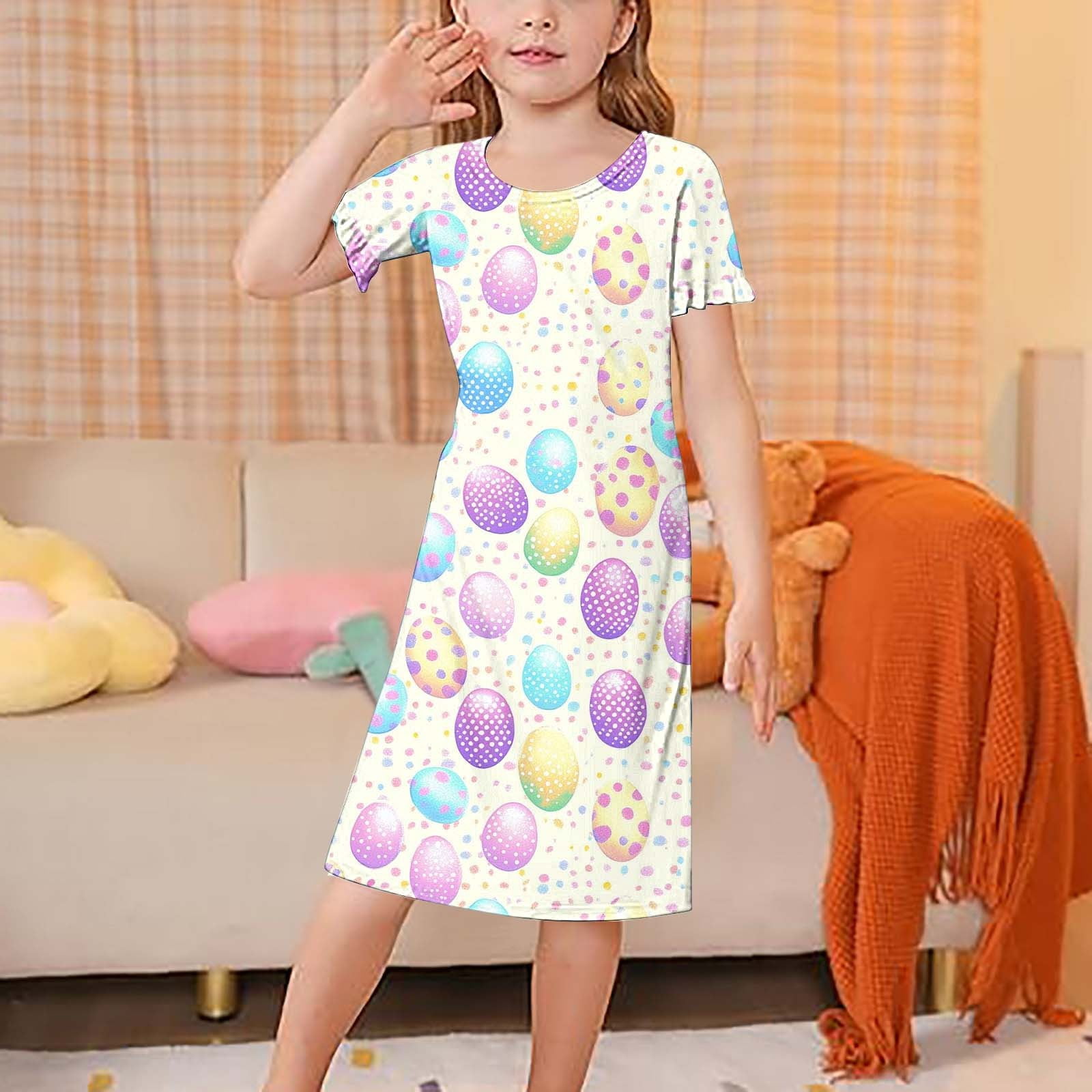 ATOGUTA 3-12 Years Girls Sleepover Pajamas Soft Cute Print Pajama Sleep ...