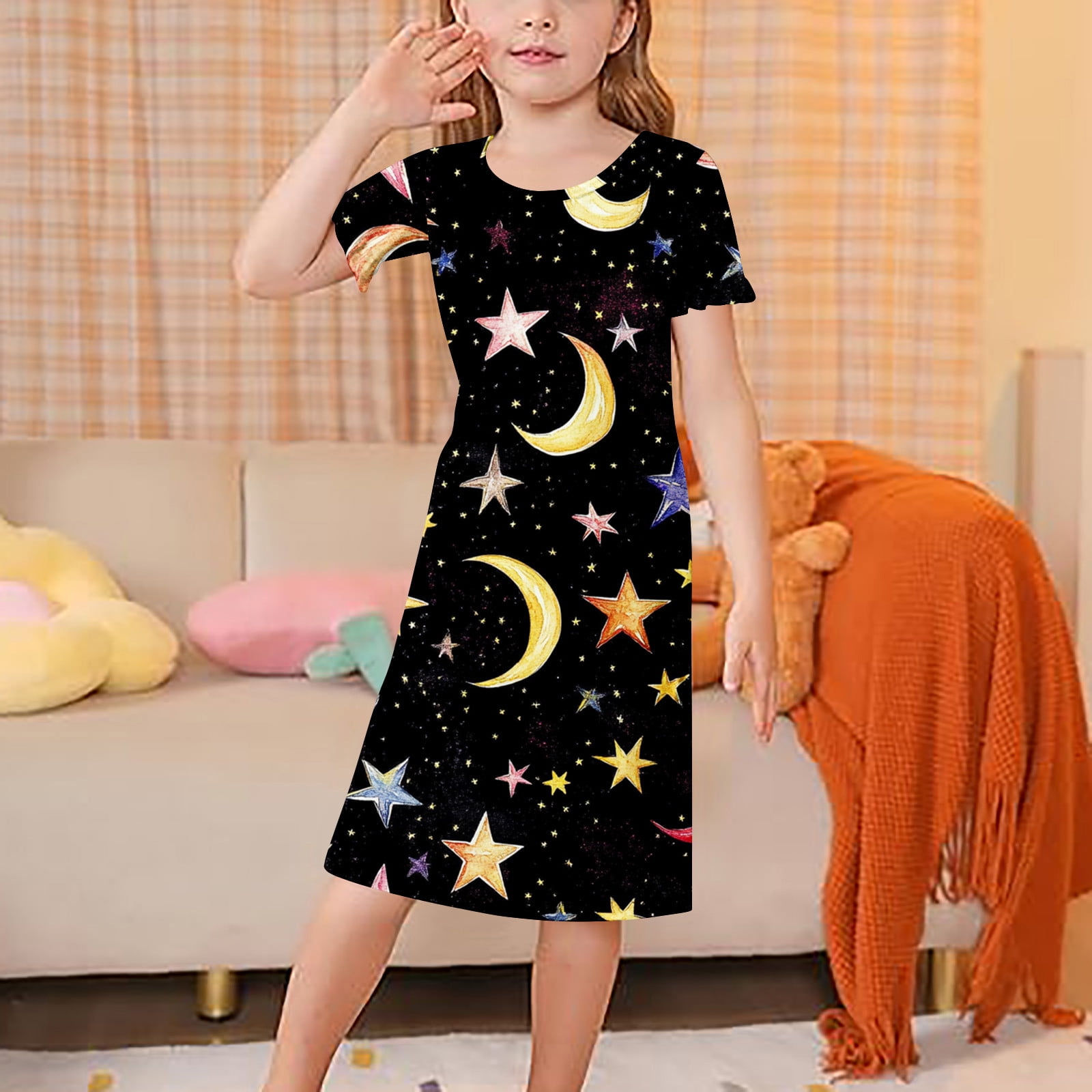 ATOGUTA 3-12 Years Girls Soft Night Dresses Pajamas Dress Nightgowns ...