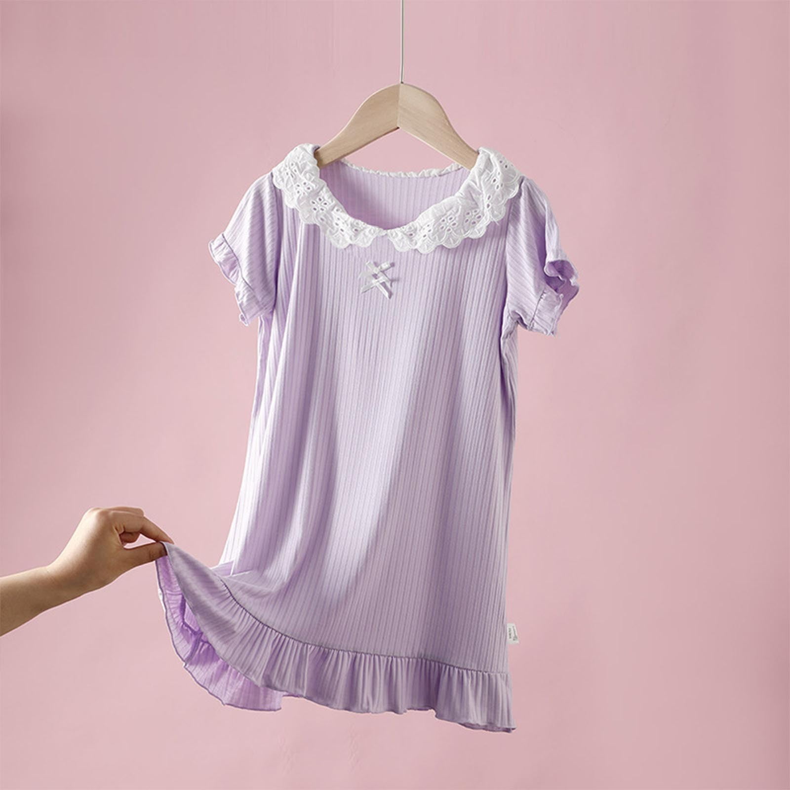 ATOGUTA 3-15 Years Big Girls Night Dresses Soft Nightgowns Sleep Shirts ...