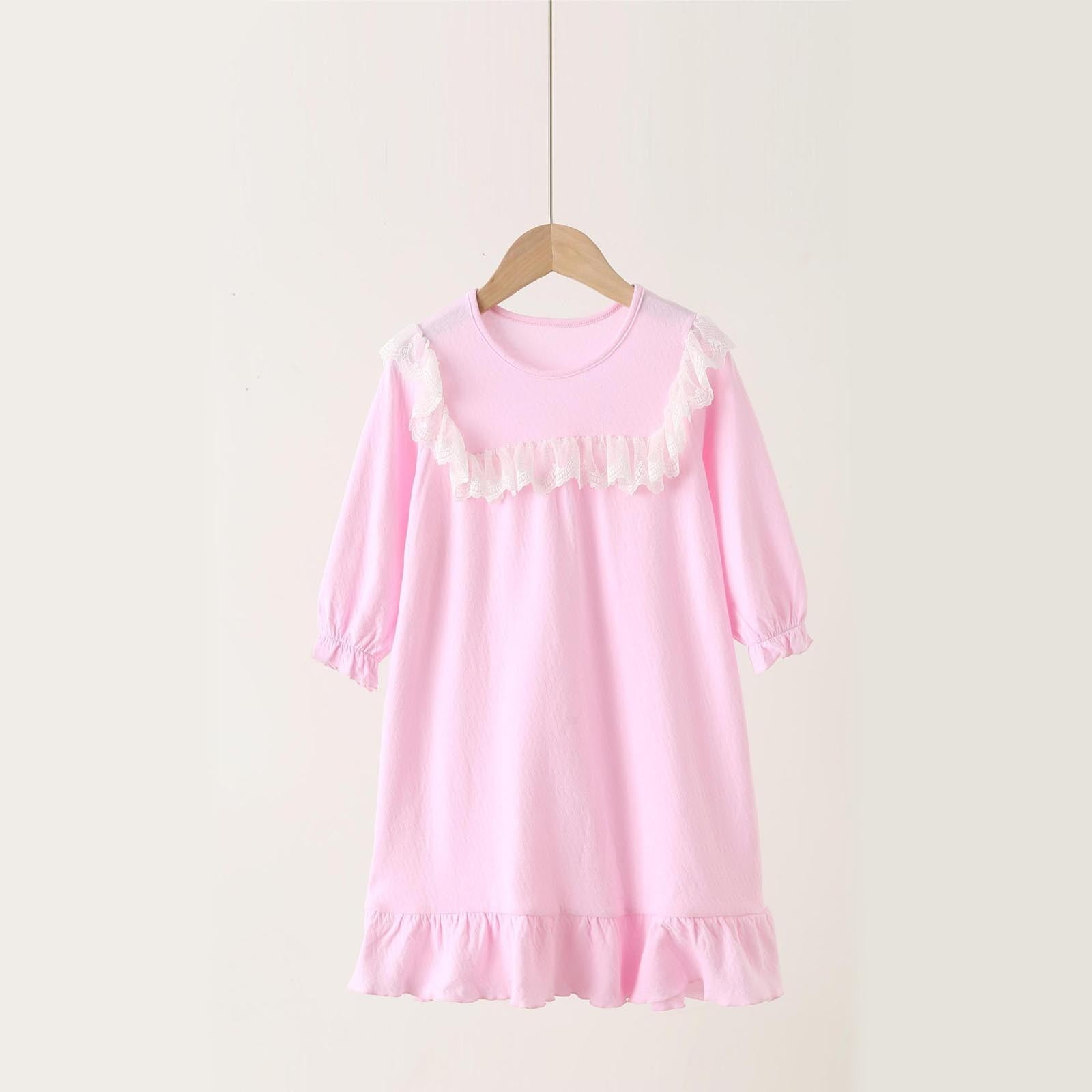 ATOGUTA 3-15 Years Girls Knee-Length Nightwear Soft Nightgown Night ...