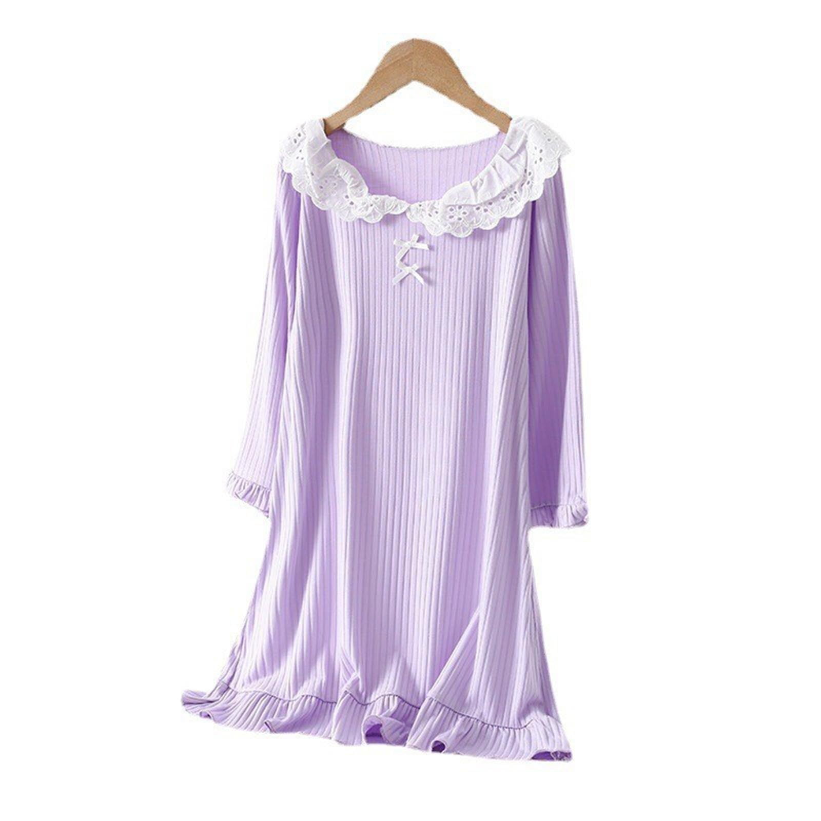 ATOGUTA 3-15 Years Girls Princess Nightgowns Long Sleeve Pajama Dress ...
