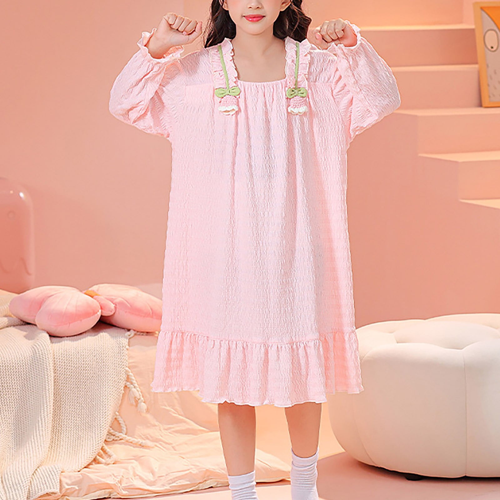 ATOGUTA 4-16 Years Little Girls Princess Nightdress Long Sleeve Sleep ...