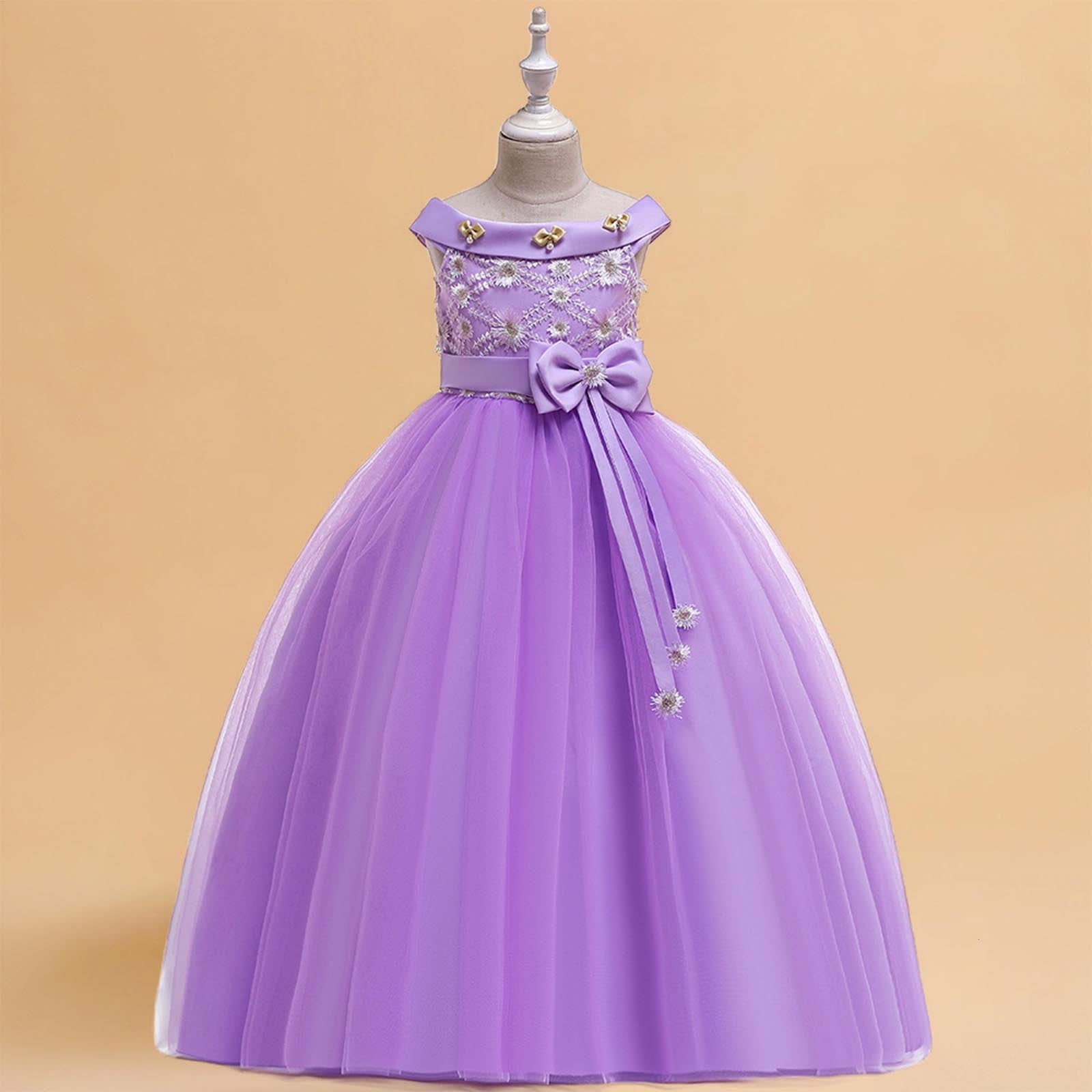 ATOGUTA 7-14 Years Kids Formal Dresses for Girls Tulle Dresses ...