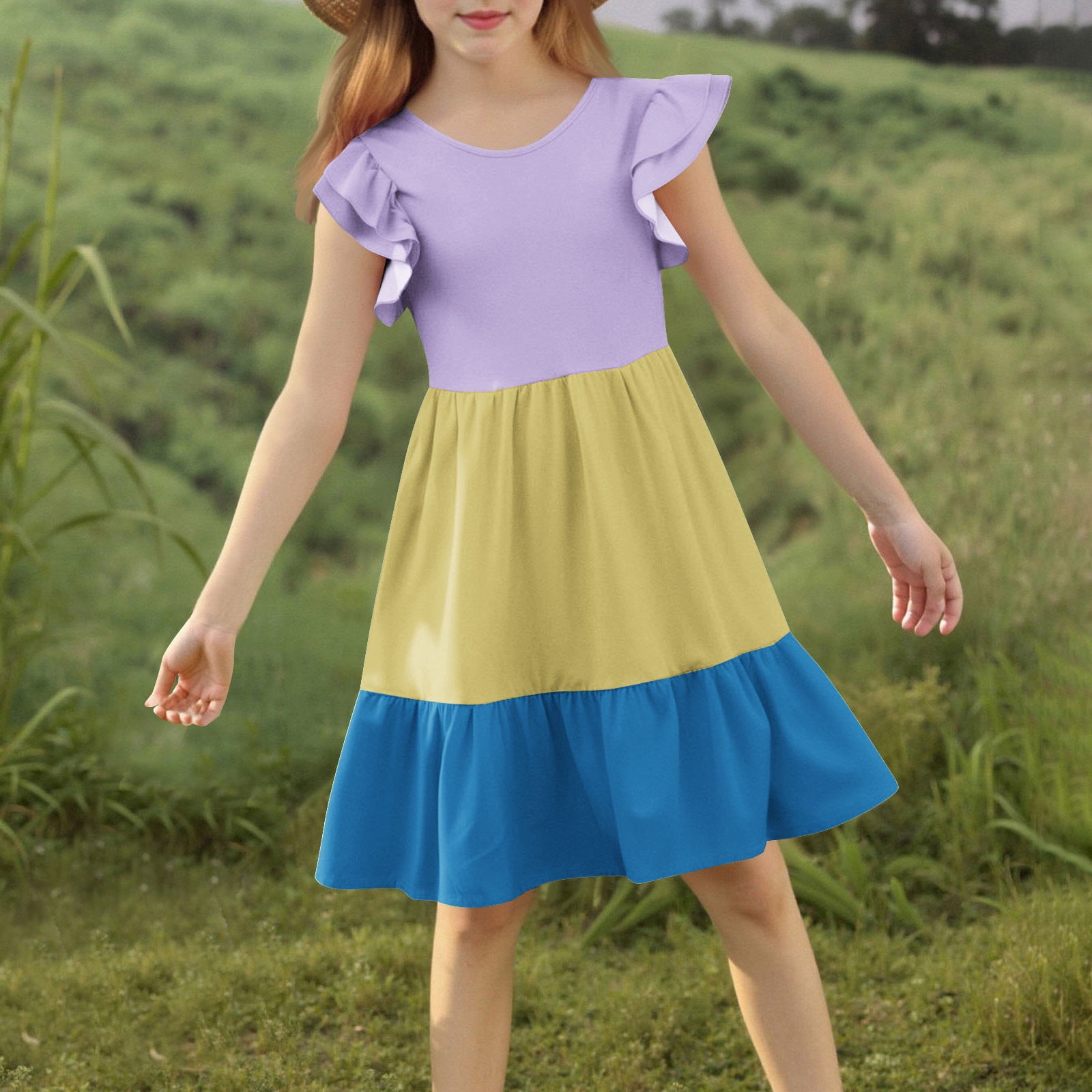 ATOGUTA Back To School Dresses for Girls Summer Ruffle Sleeve A Line ...