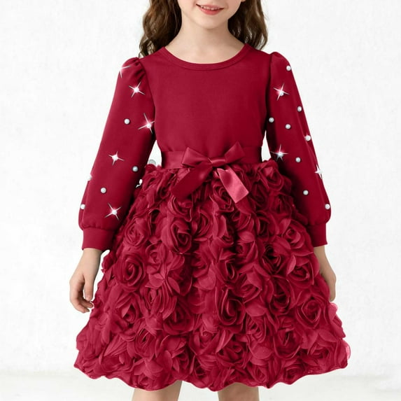 ATOGUTA Birthday Dresses For Girls Long Sleeve Birthday Holiday Wedding ...