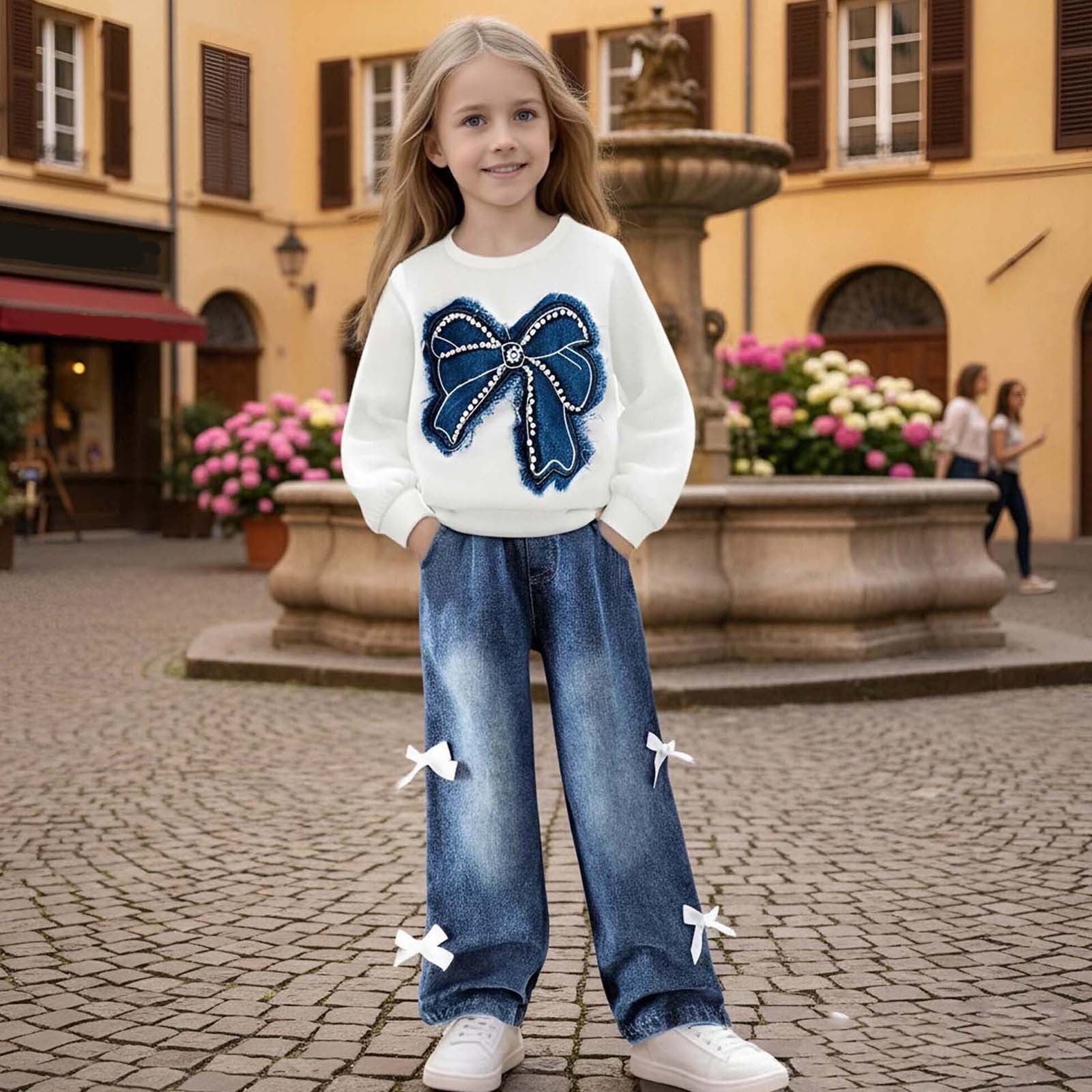 ATOGUTA Birthday Girl Outfit Long Sleeve Sweatshirt and Denim Straight ...