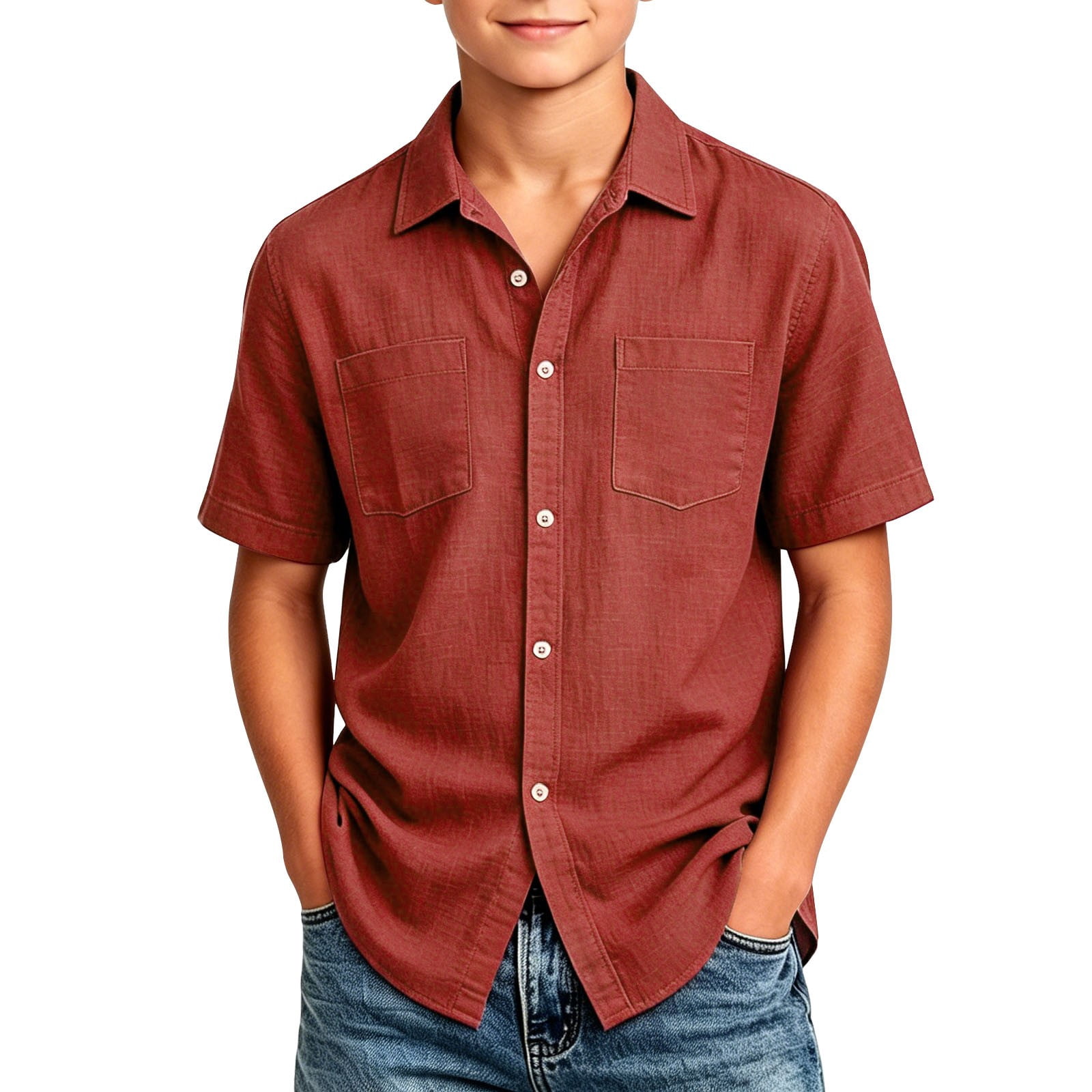 ATOGUTA Boy's School Uniform Shirt Kids Collared Button Down Tees ...