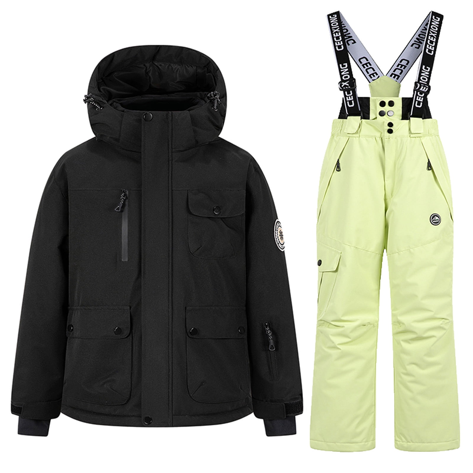 ATOGUTA Boy's Winter Skisuit 2-Piece Waterproof Snowsuit Cozy Hooded ...