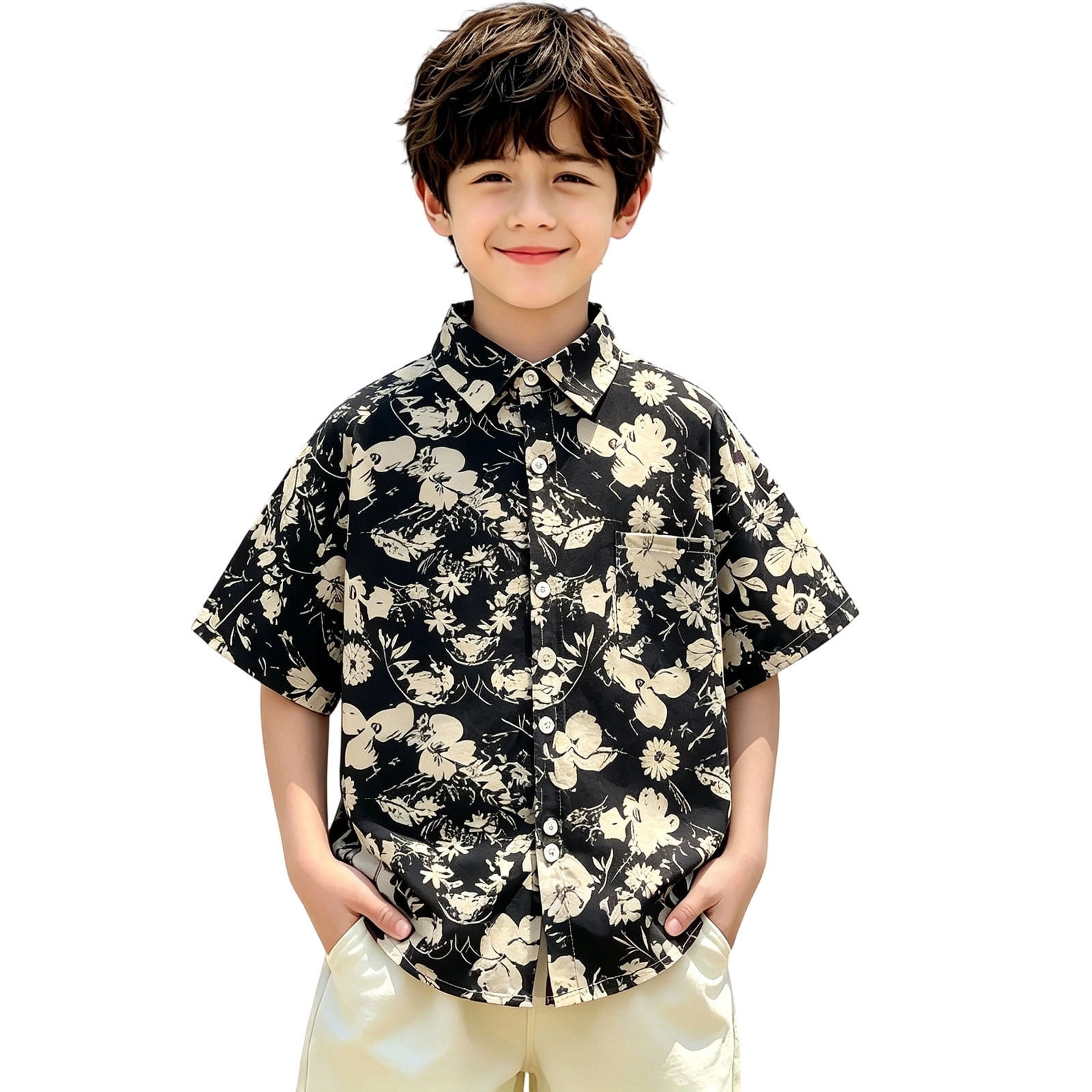 ATOGUTA Boys Button Down Short Sleeve Shirt Kids Summer Short Sleeve ...