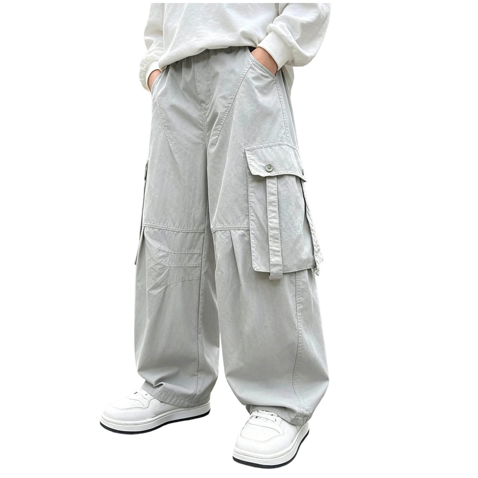 ATOGUTA Boys Cargo Pants Casual Elastic Waist Straight Leg Track Pants ...
