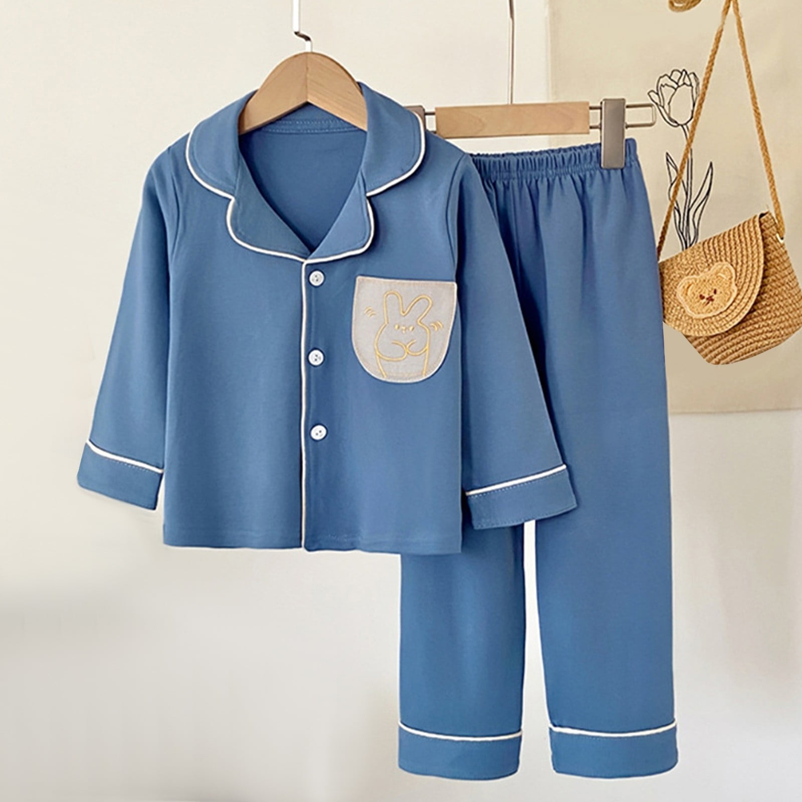 ATOGUTA Boys' Girls' Pajama Sets 3T-16 Button-Down Clothes Long Sleeve Loungewear Sleepwear PJS ...