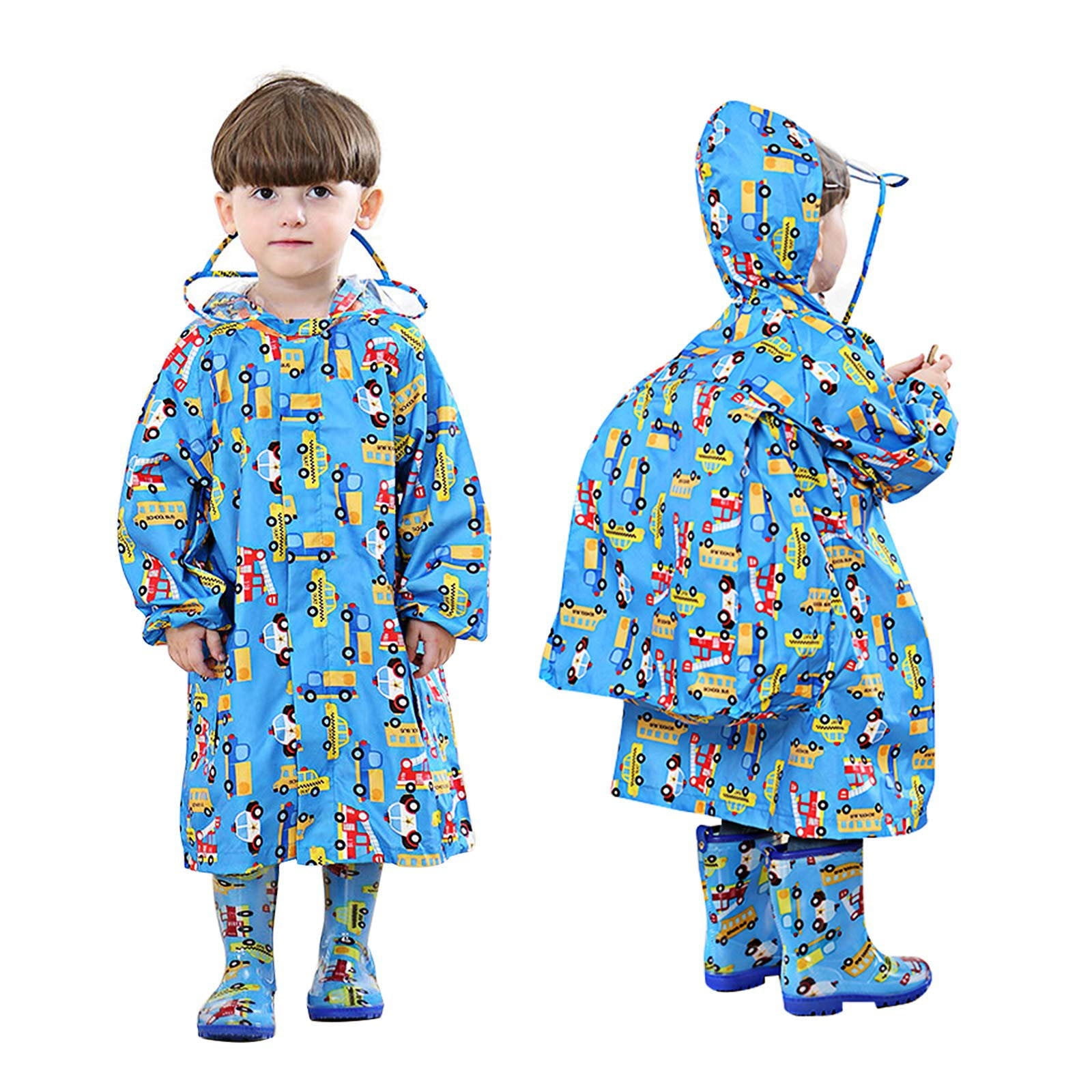 ATOGUTA Boys Girls Waterproof Rain Jacket Rainwear with School Bag ...