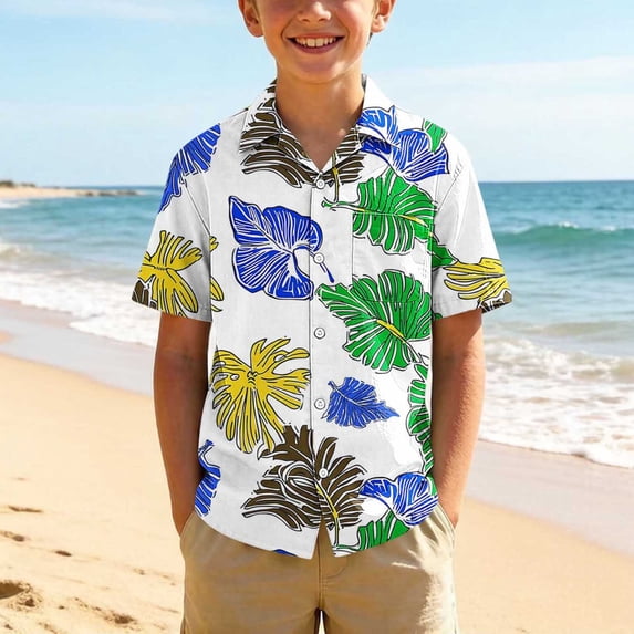 ATOGUTA Boys Hawaiian Shirt Kids Summer Short Sleeve Shirts for School ...