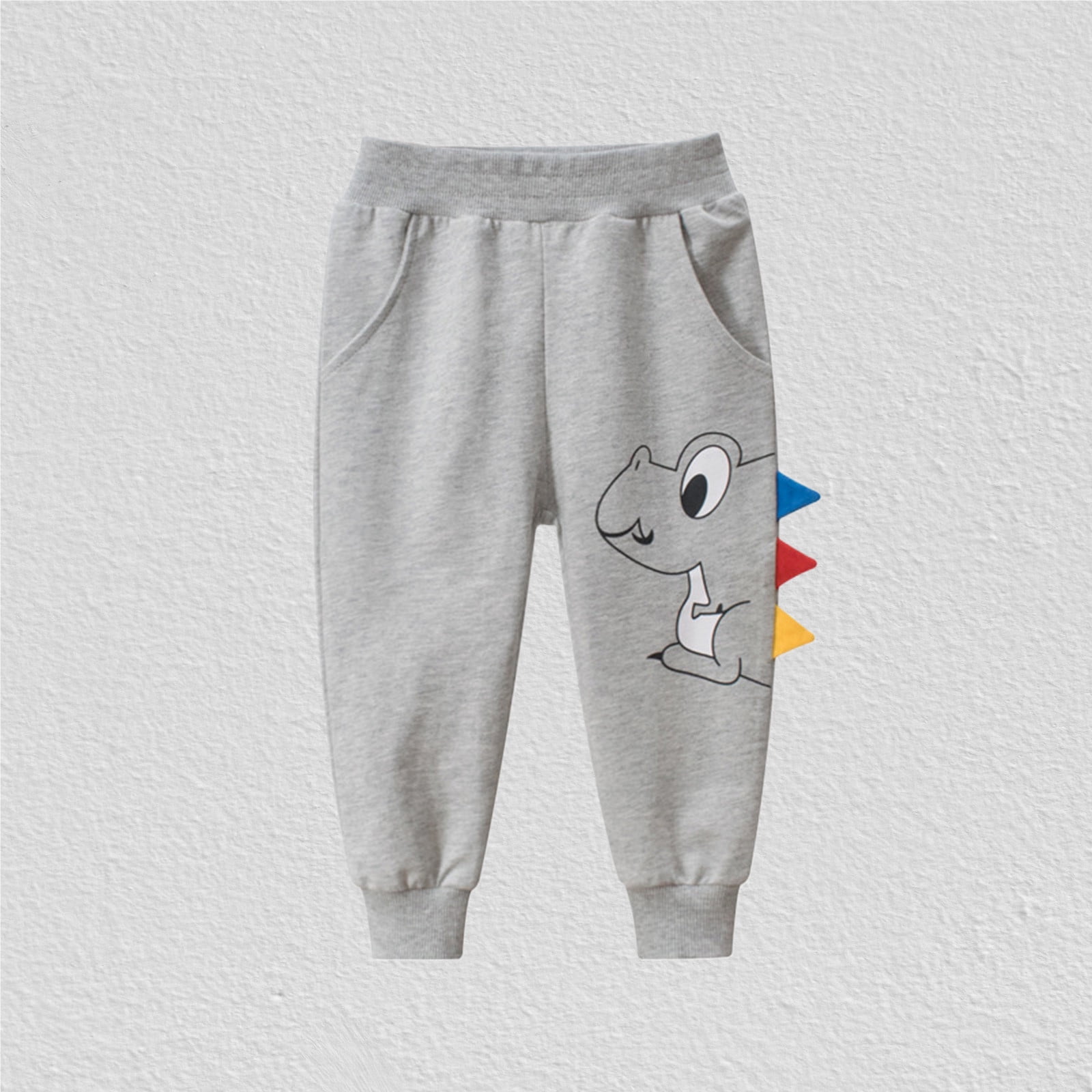 ATOGUTA Boys Pants Cotton Dinosaur Active Jogger Pants with Pockets ...