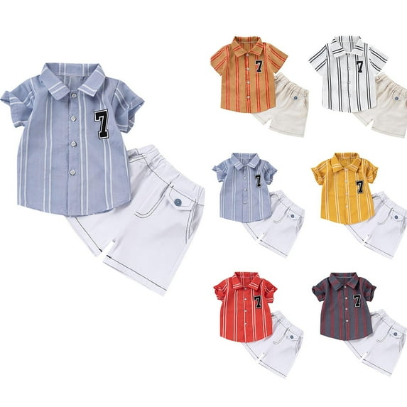 ATOGUTA Boys Set Two Piece Summer Outfit Short Sleeve Shirts and Shorts ...