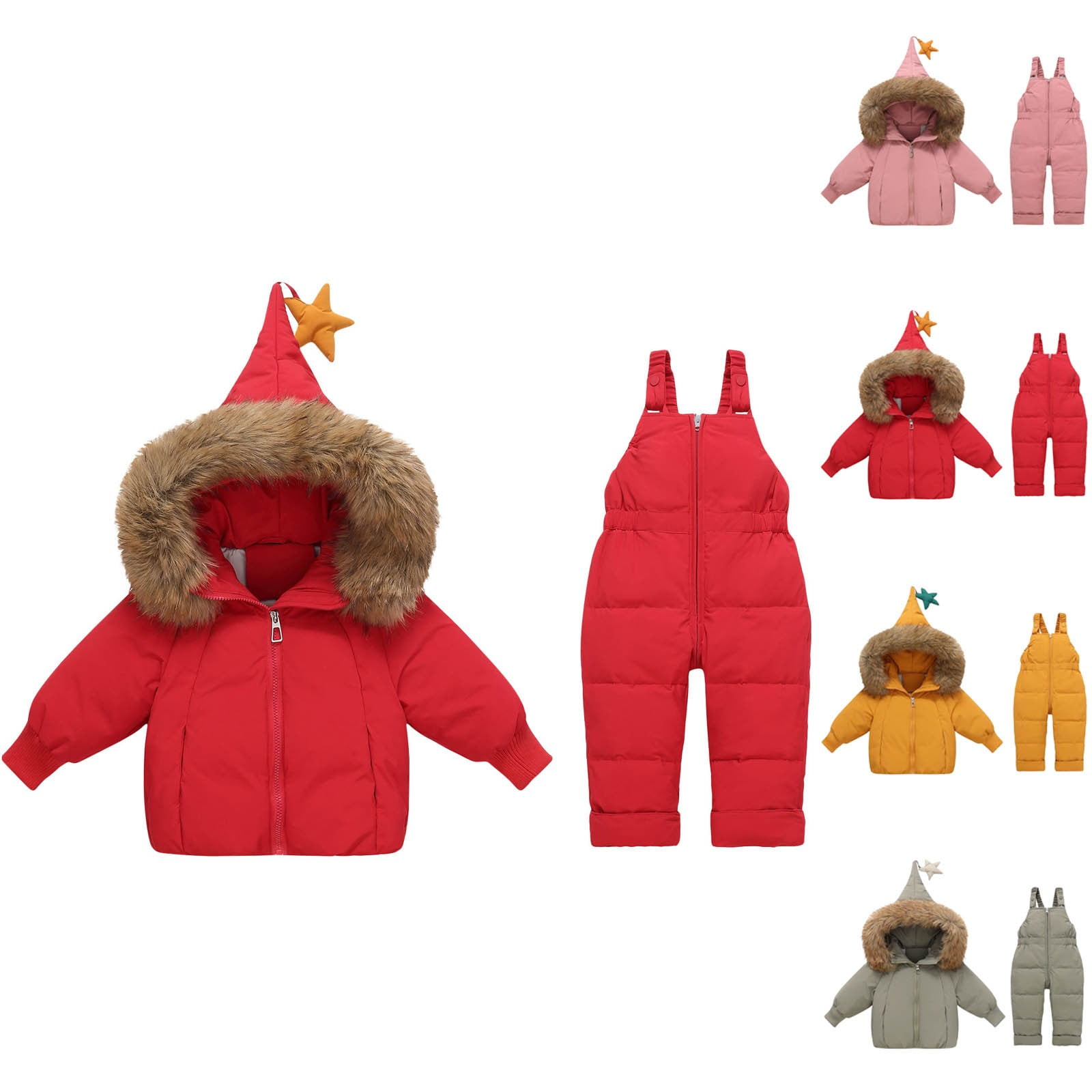 ATOGUTA Boys Snowsuits 2-Piece Waterproof Snowsuit Cozy Hooded Puffer ...