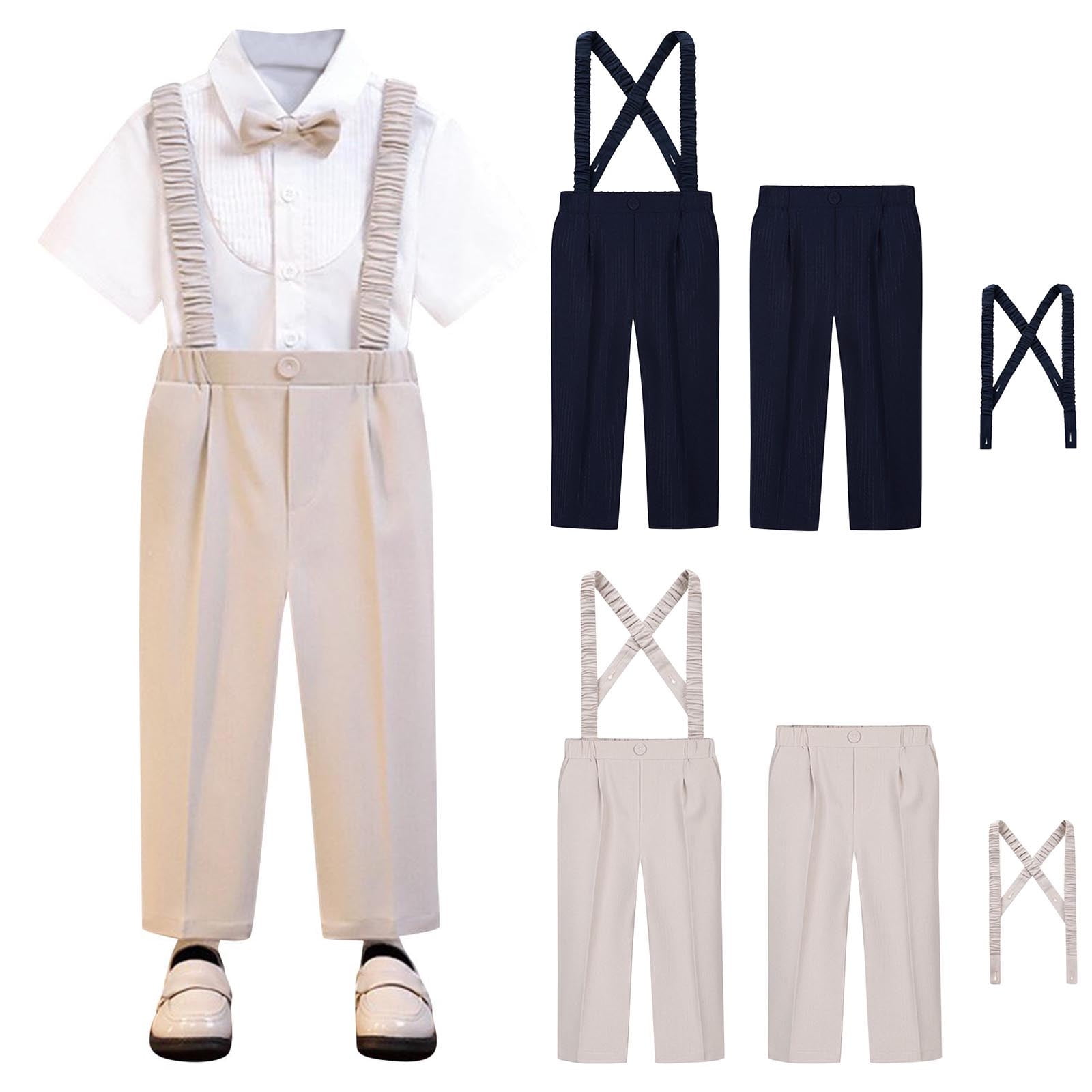 ATOGUTA Boys Uniform Pants Size 6M-10 with Suspenders School Uniform ...