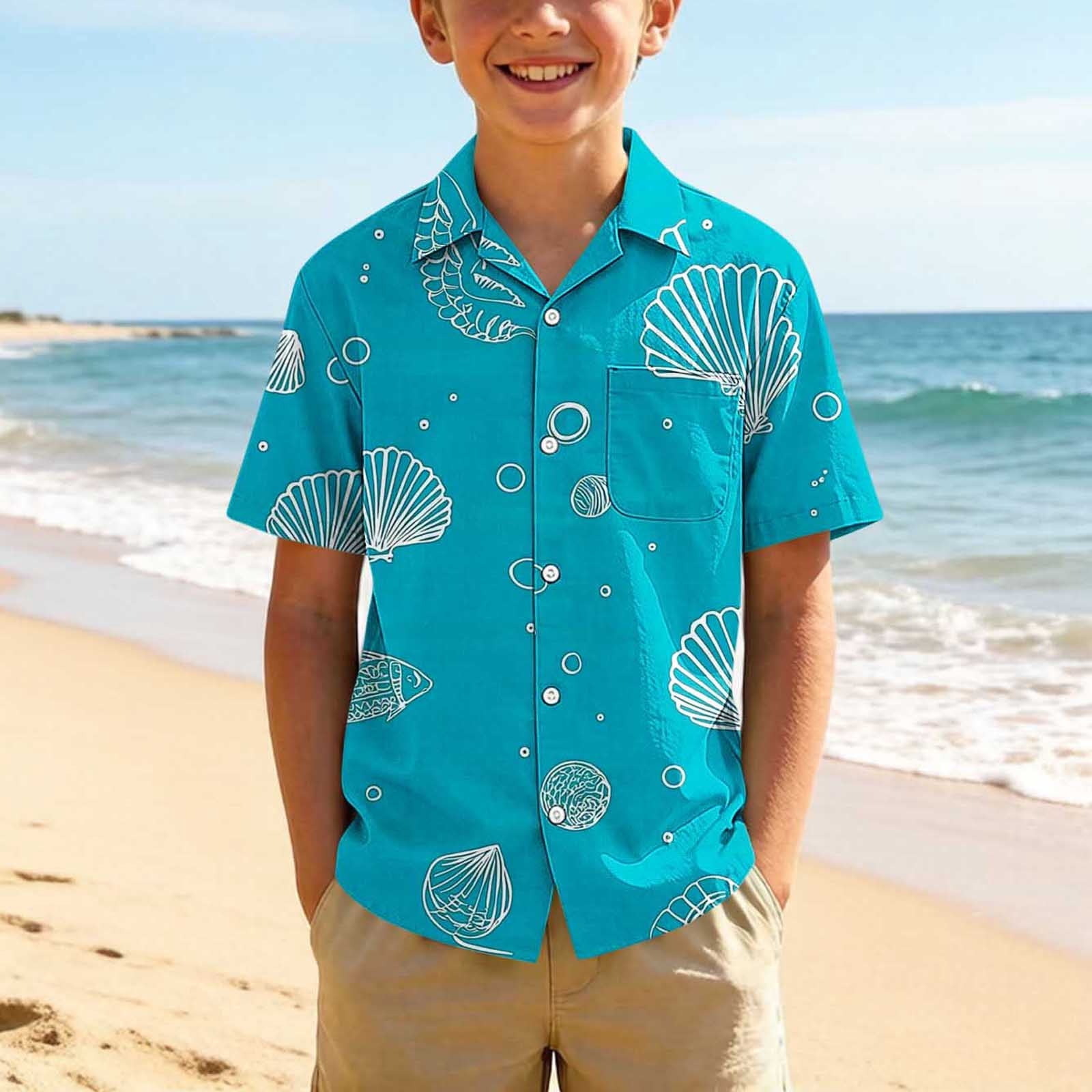 ATOGUTA Button Up Shirt Boy Kids Summer Short Sleeve Shirts for School ...