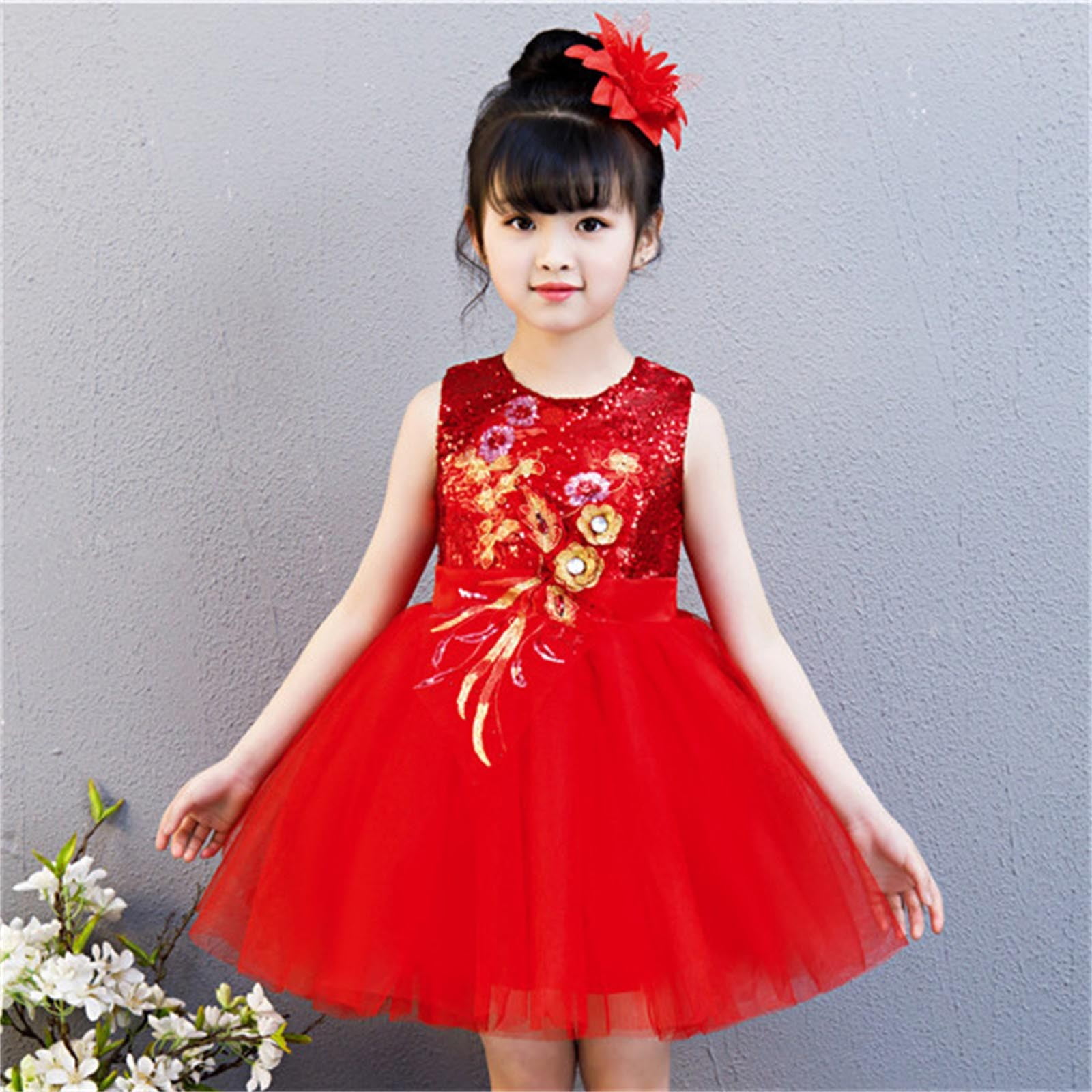 ATOGUTA Clothing Set Girls Sequin Sleeveless Tulle Tutu Dress with ...