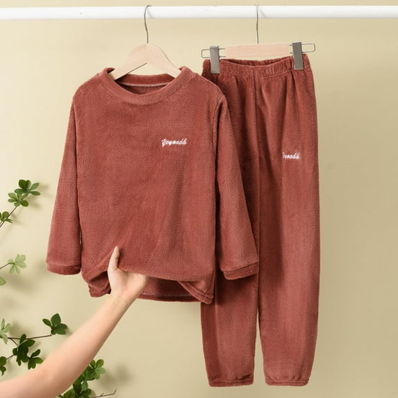 ATOGUTA Cute Boy Outfits 2-Piece Flannel Long Sleeve & Pants PJ Set Kid ...