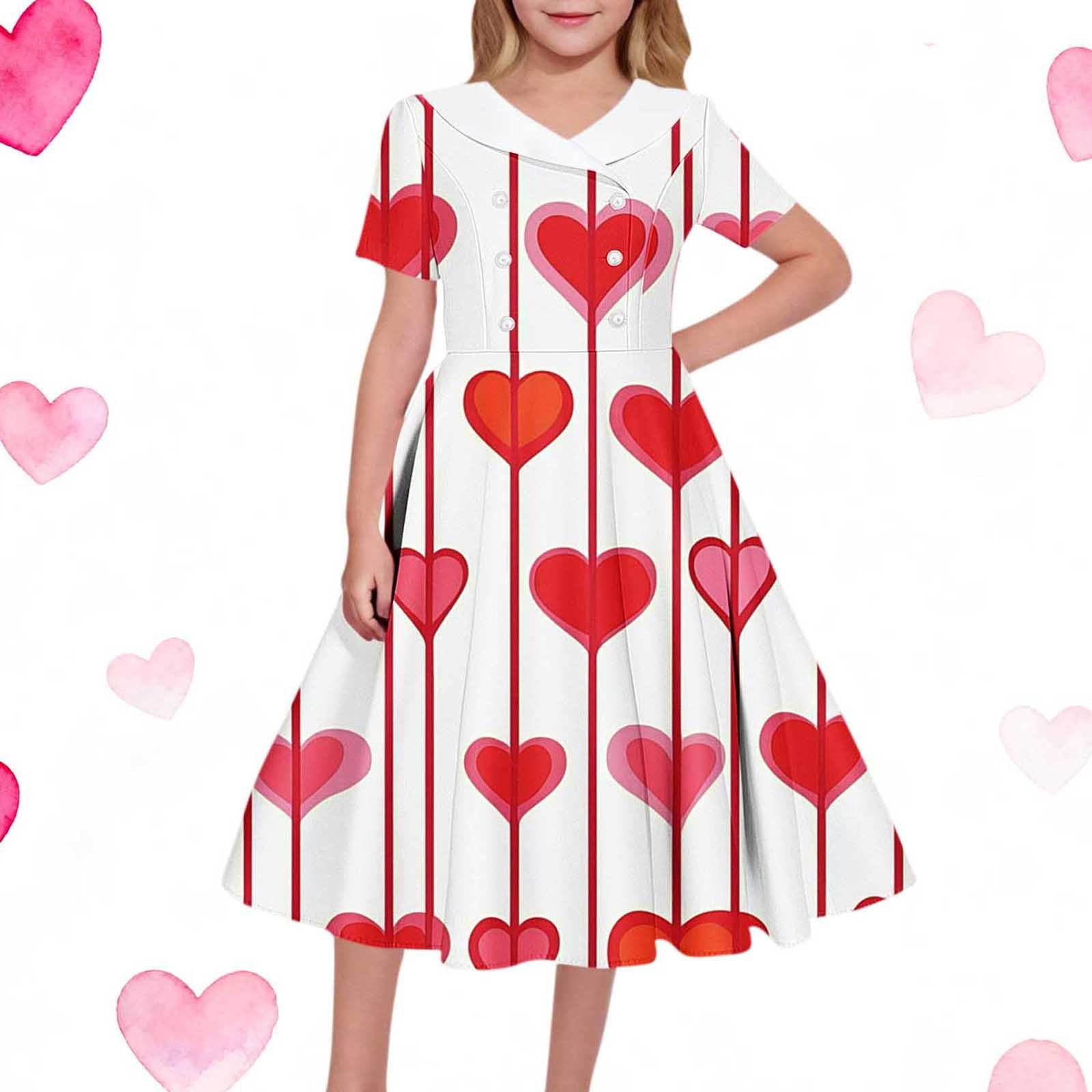 ATOGUTA Dress Girls Peter Pan Collar Dress Clothes Kids Summer Short ...