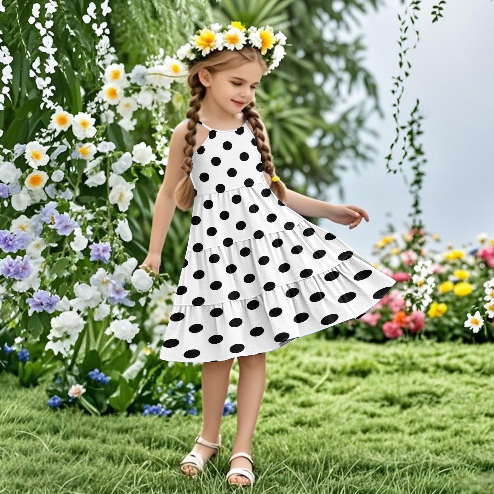 ATOGUTA Dress Kids Sleeveless Summer Tank Dress Kids Casual Crewneck ...