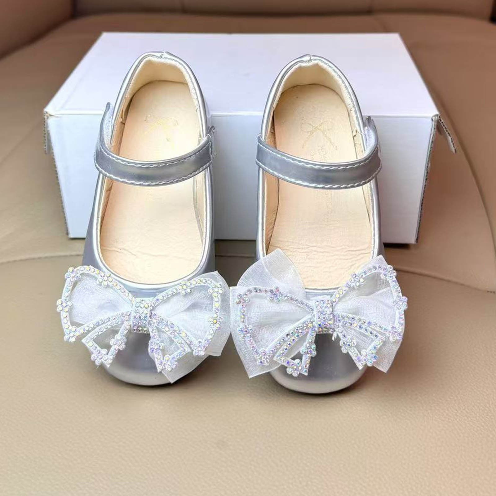ATOGUTA Dress Shoes for Girls Silver Ballet Shoes Flower Girls Mary ...