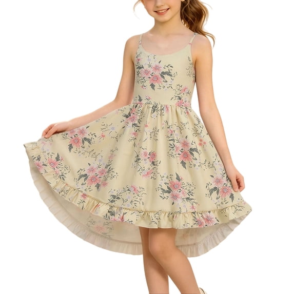 ATOGUTA Dresses For Girls Kids Sleeveless Ruffle Dresses for Girls ...