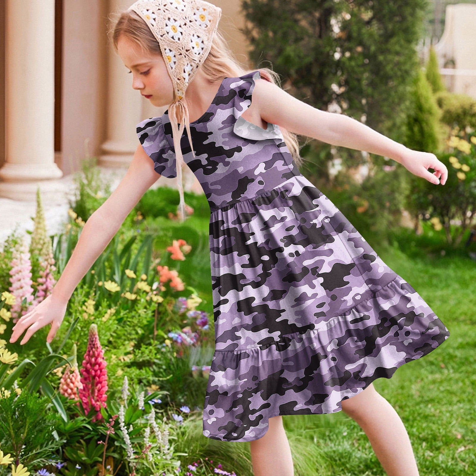 ATOGUTA Dresses Girls Summer Ruffle Sleeve A Line Casual Party Dresses ...