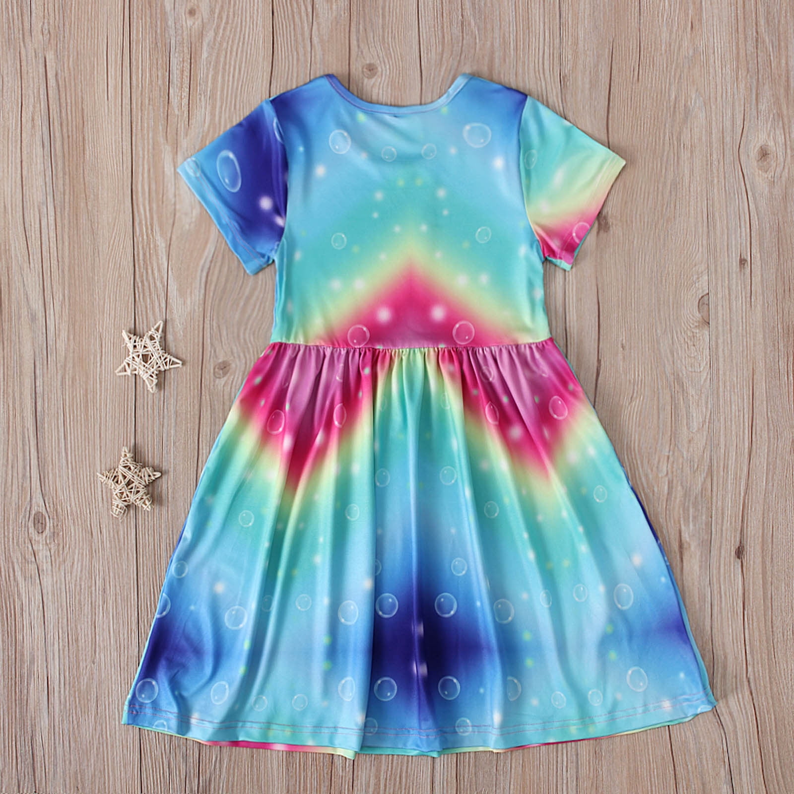 ATOGUTA Dresses for Kids Short Sleeve Color Tie-dye A-line Dress, Sizes 4T-9 - Walmart.com