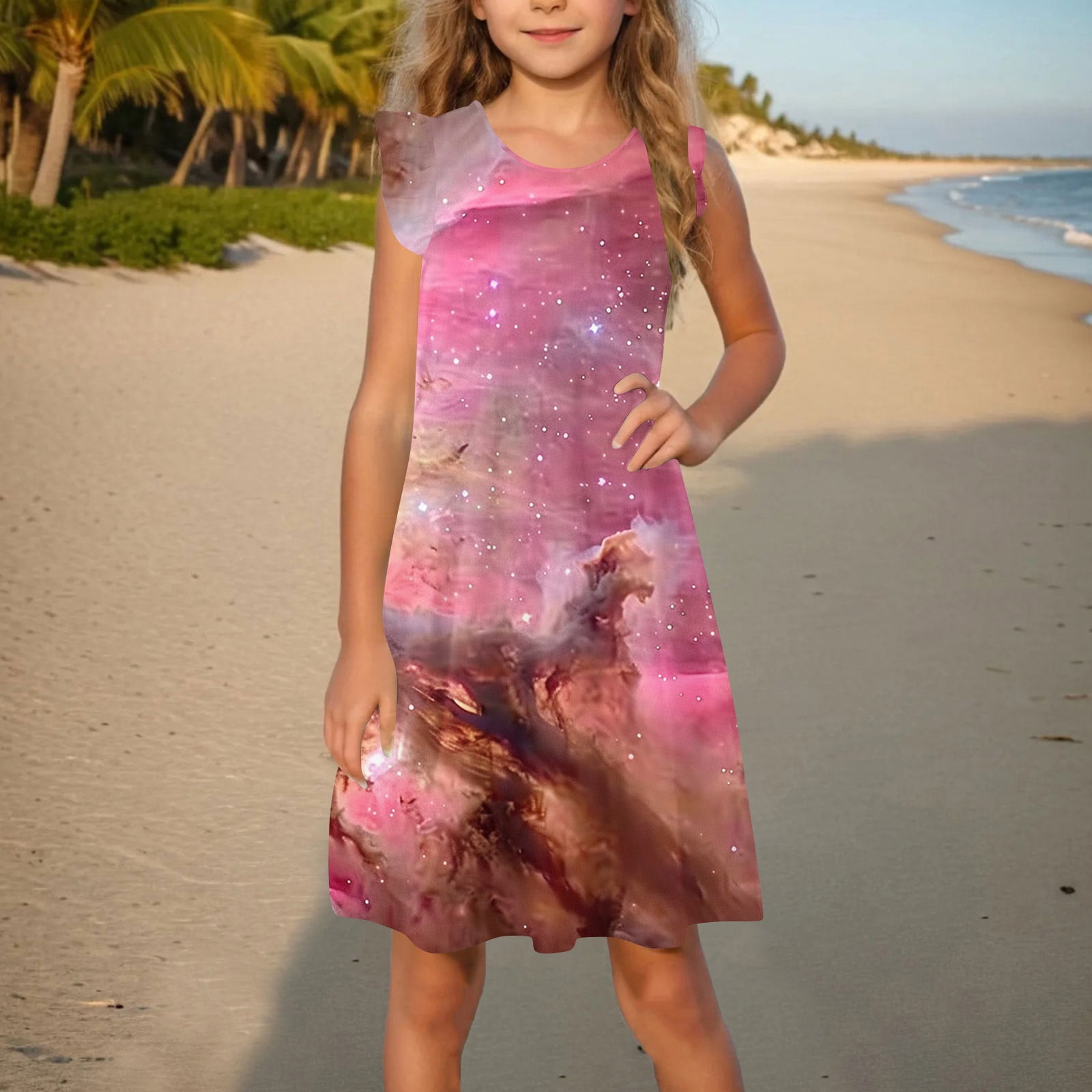 ATOGUTA Dresses for Little Girl Girls 4T-14 Sleeveless Casual Twirly ...