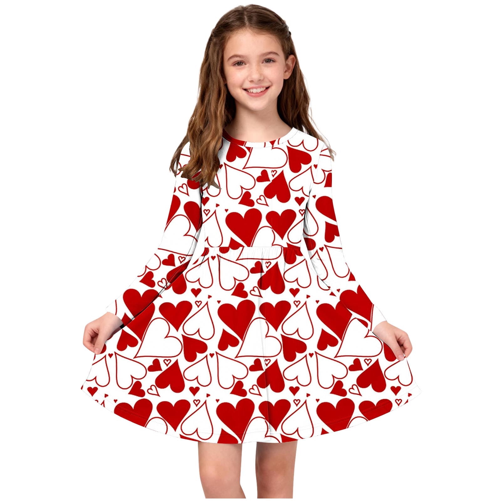 ATOGUTA Elegantes Girls Dresses Long Sleeve Valentines T-Shirt Dresses ...
