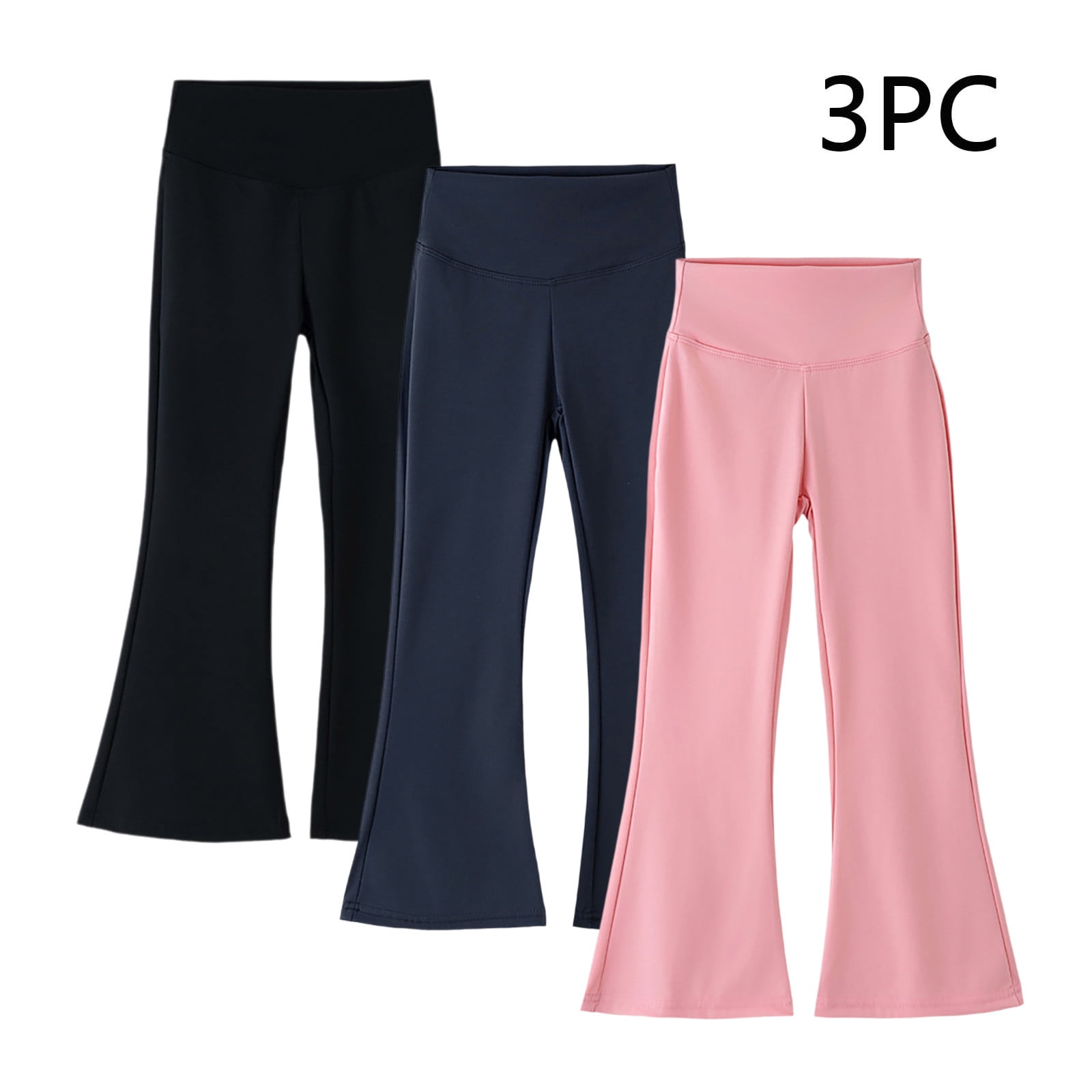 ATOGUTA Flare Pants Girls 3 Pack High Waisted Yoga Pants Bootcut Dance Casual Pants Activewear ...
