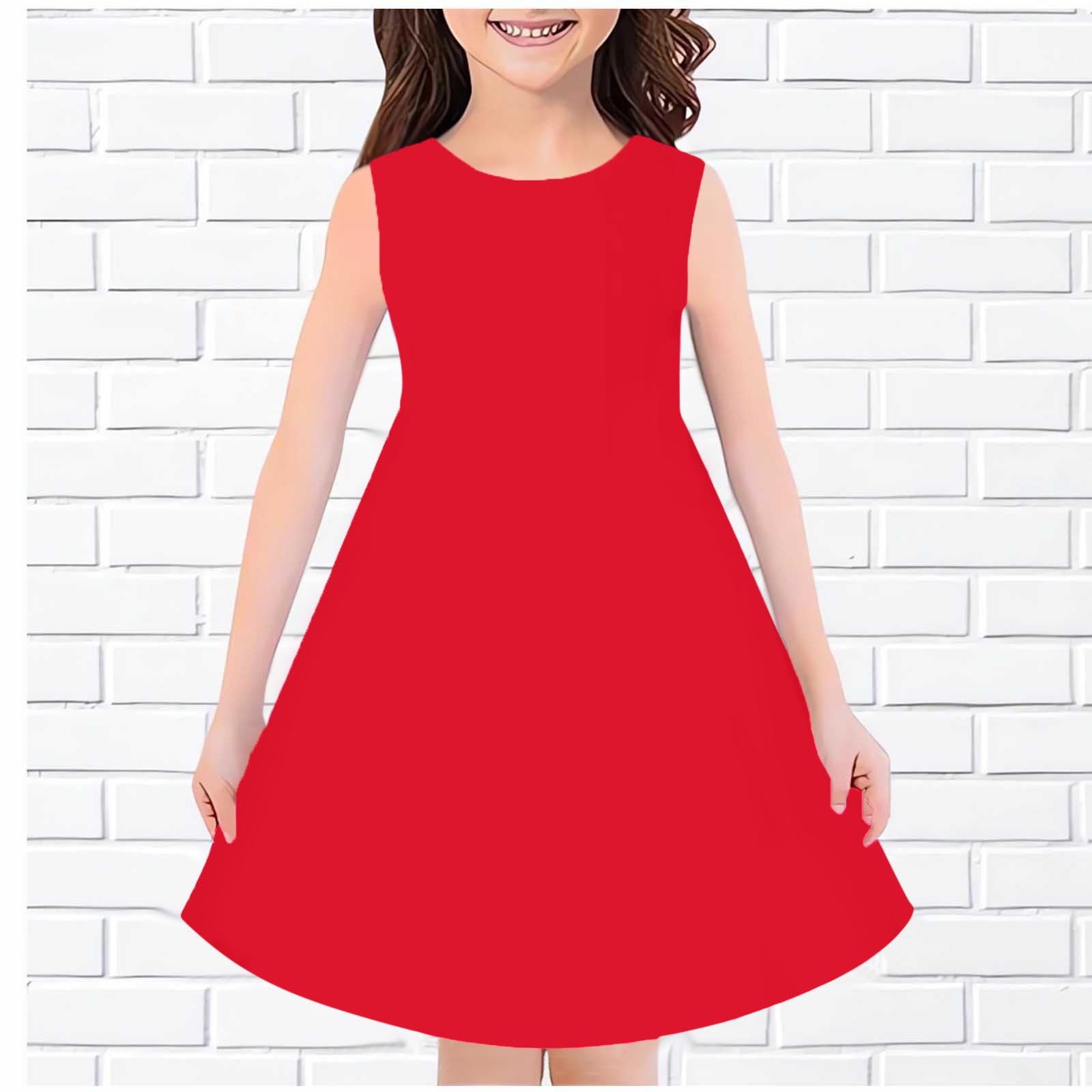 ATOGUTA Flower Girl Dress Sleeveless Swing A-Line Cute Midi Casual ...