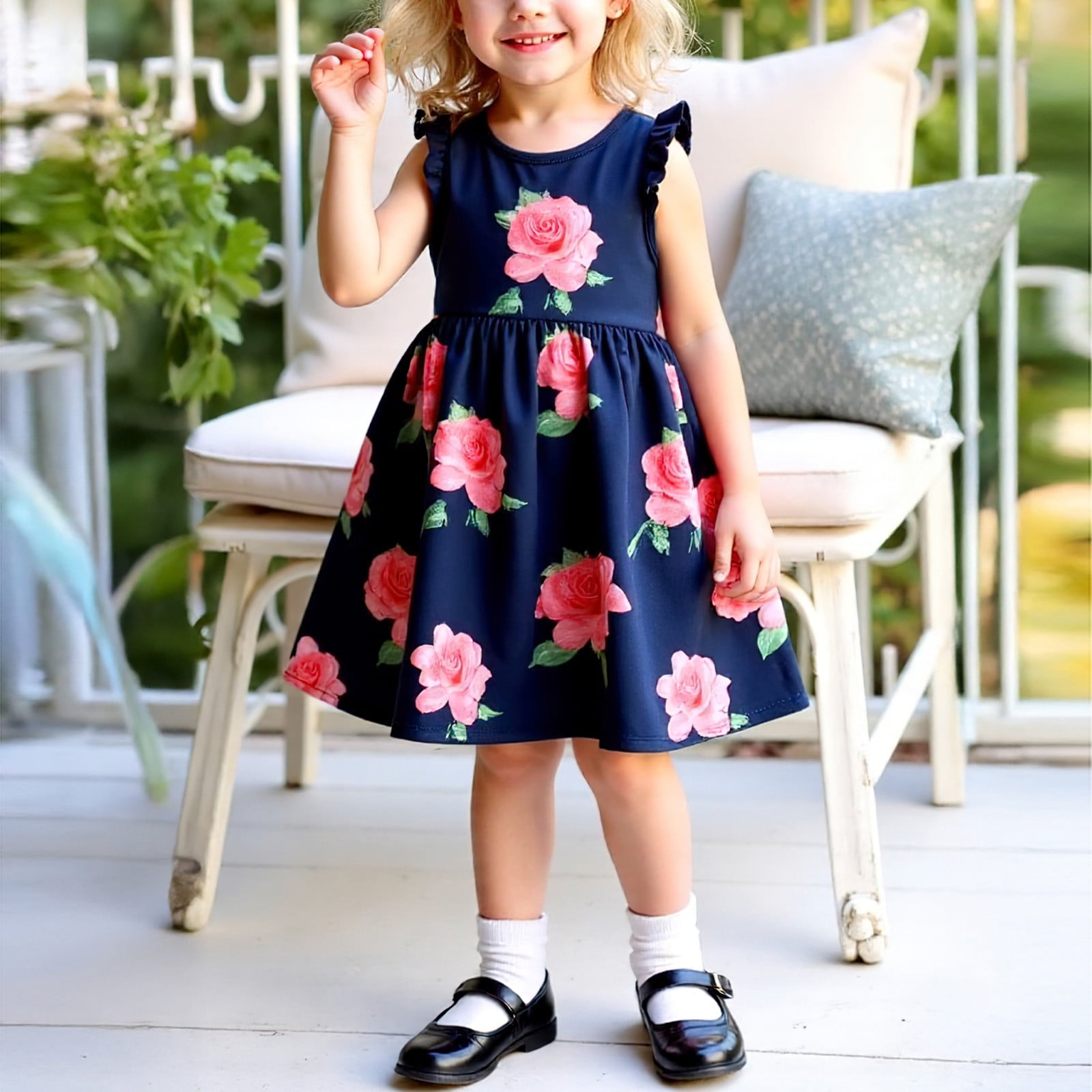 ATOGUTA Girl Dress A-Line Twirly Skater Dresses Kids Midi Casual Summer ...