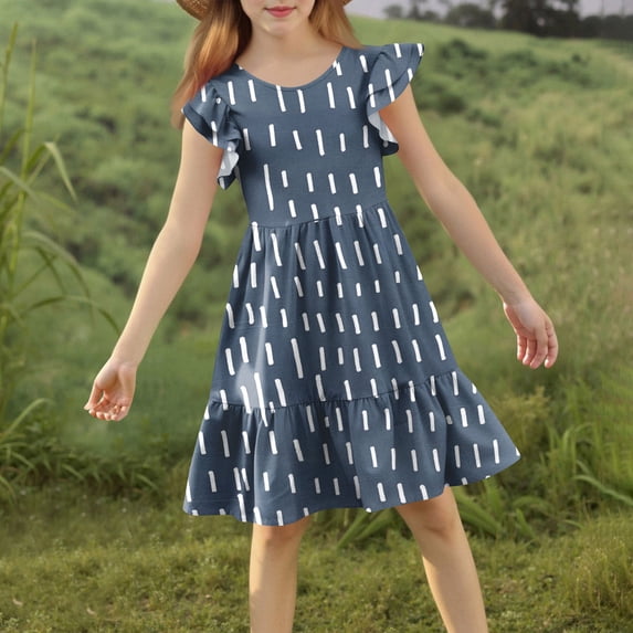 ATOGUTA Girl Dress Summer Ruffle Sleeve A Line Casual Party Dresses for ...